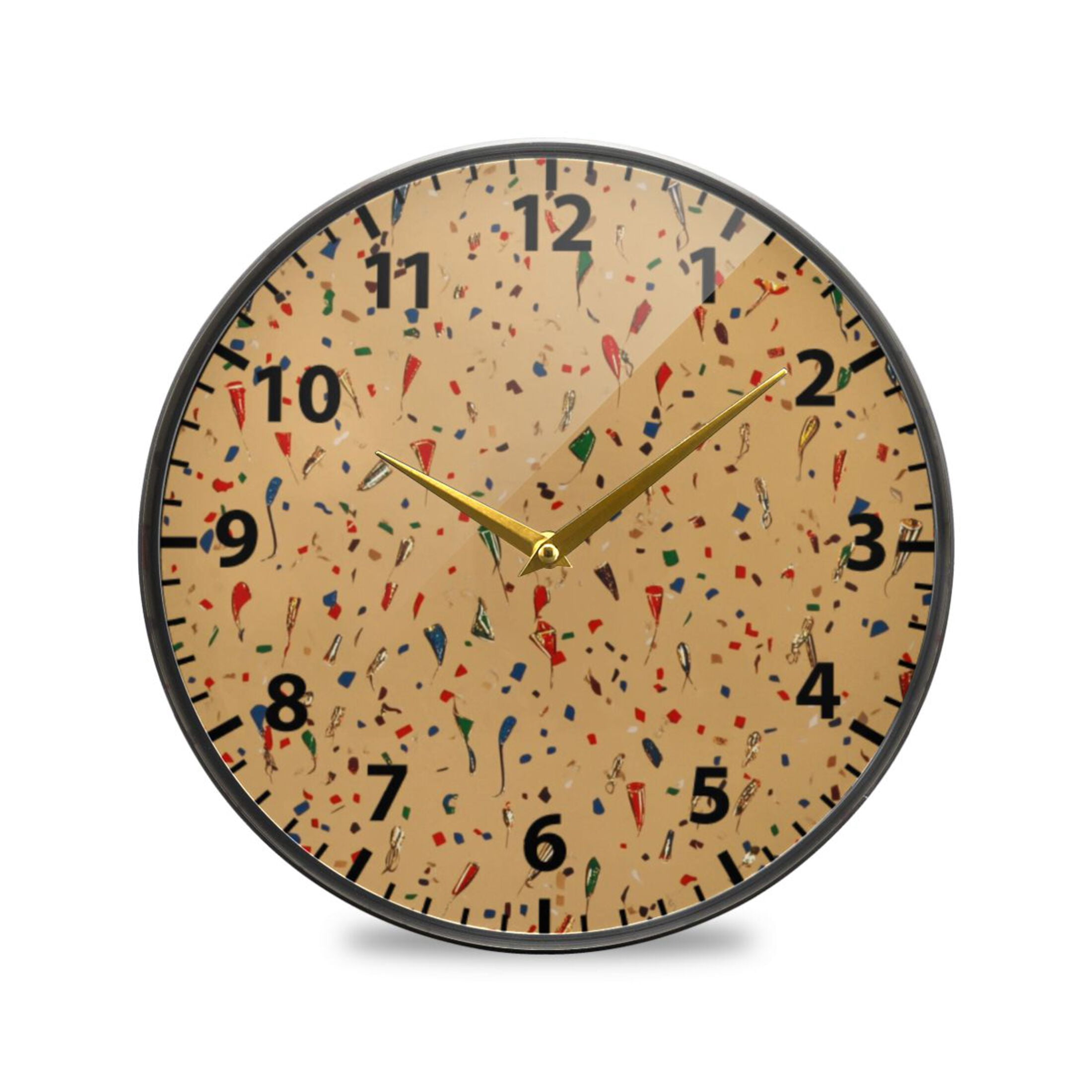 Acrylic Wall and Table Clock Colorful Confetti Pattern 11.9in Modern ...