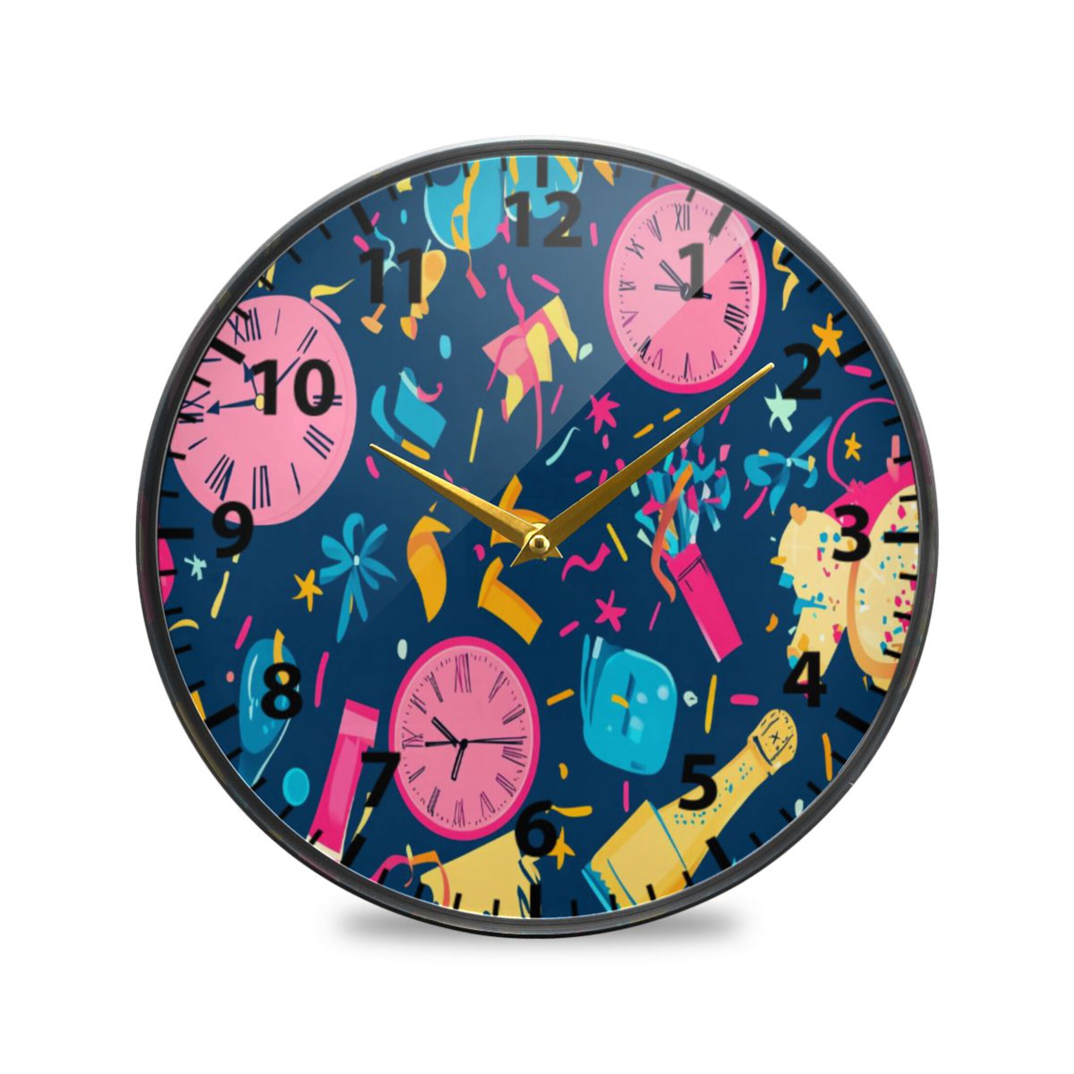 Acrylic Wall and Table Clock Colorful Graffiti Design Colors 11.9in ...