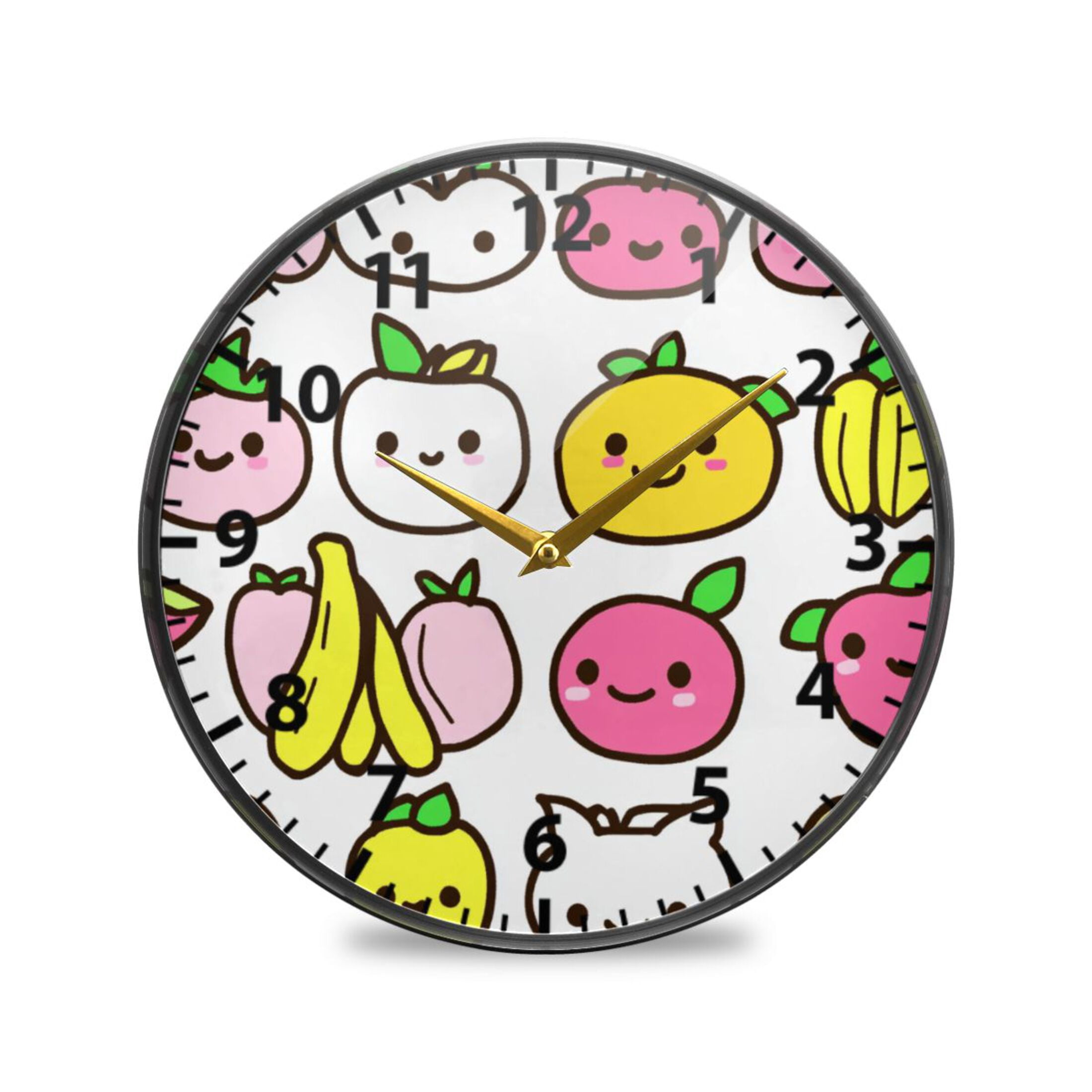 Cute Cartoon Fruits Pattern Wall Clock Modern Decor Acrylic Clock ...