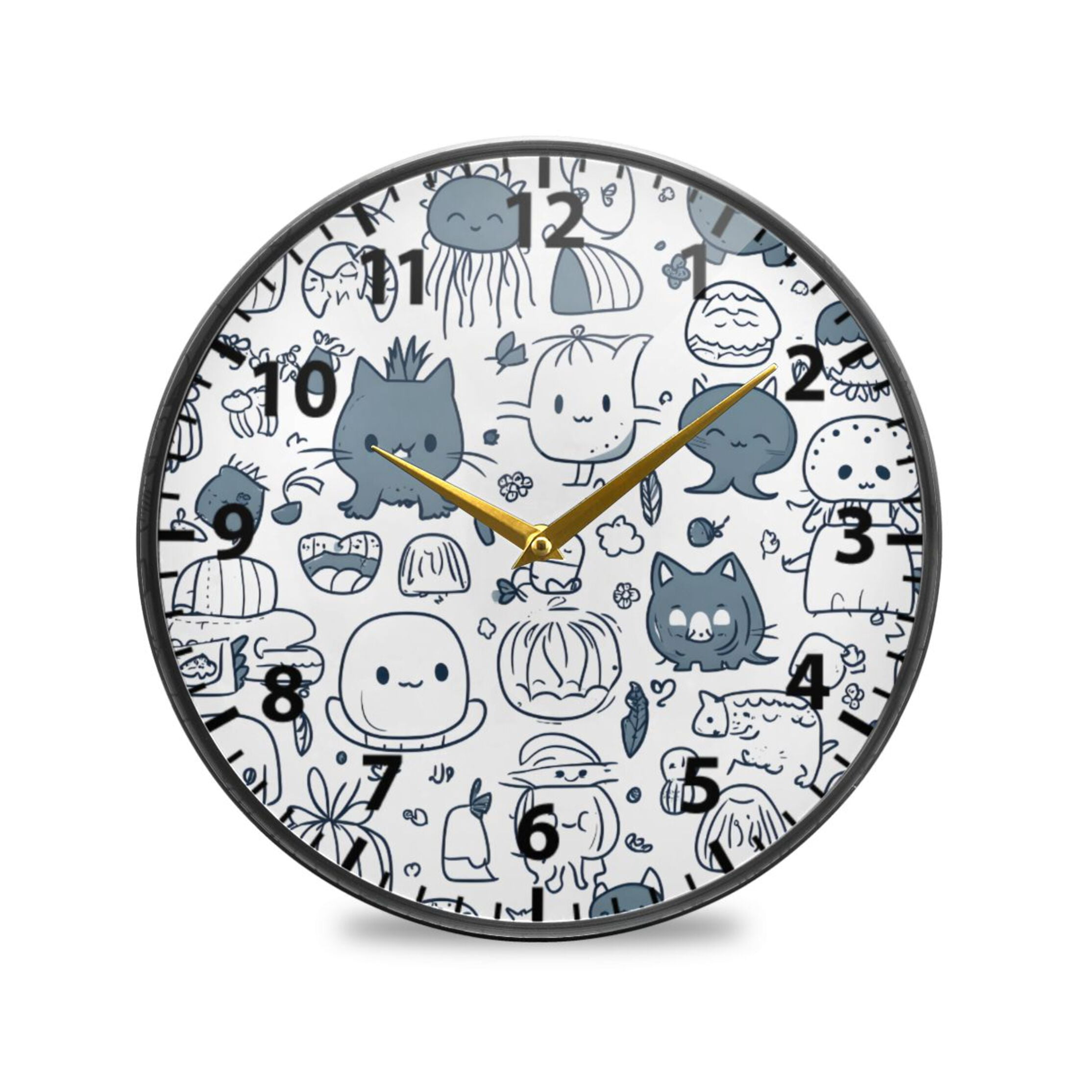 Acrylic Wall and Table Clock Cute Doodles Of Various Animals 11.9in ...