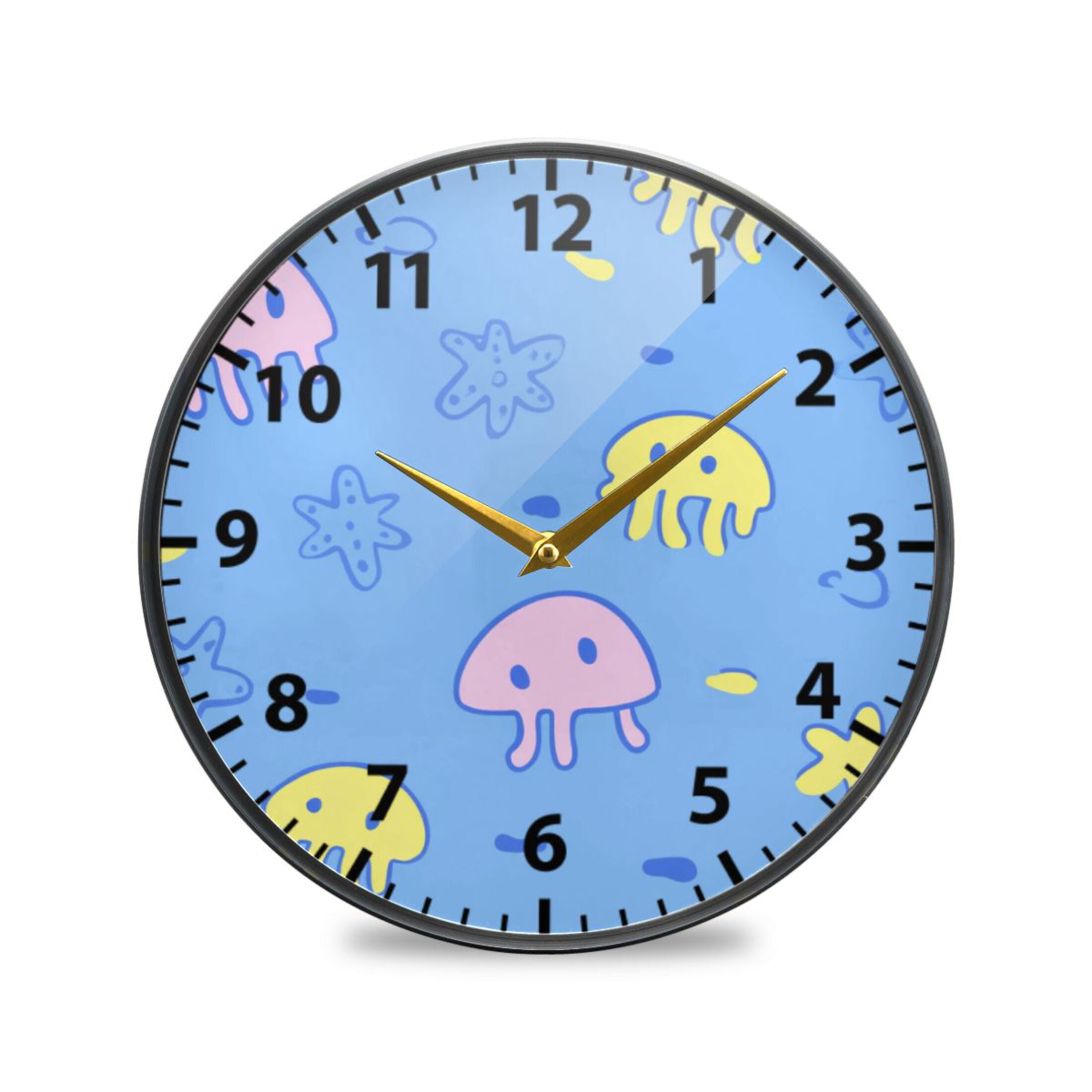 Cute Jellyfish Wall Clock Modern Decor Acrylic Clock Golden Hands 11 ...