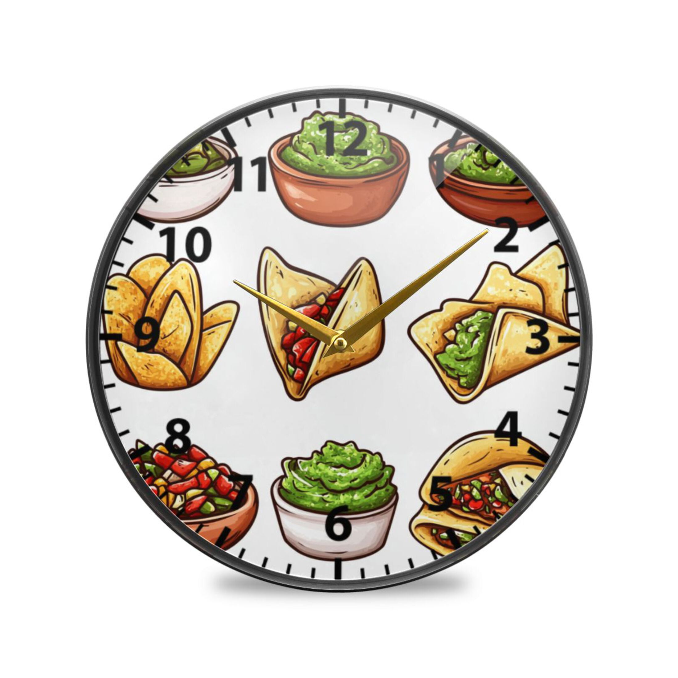 Acrylic Wall and Table Clock Delicious Food Pattern 11.9in Modern Decor ...