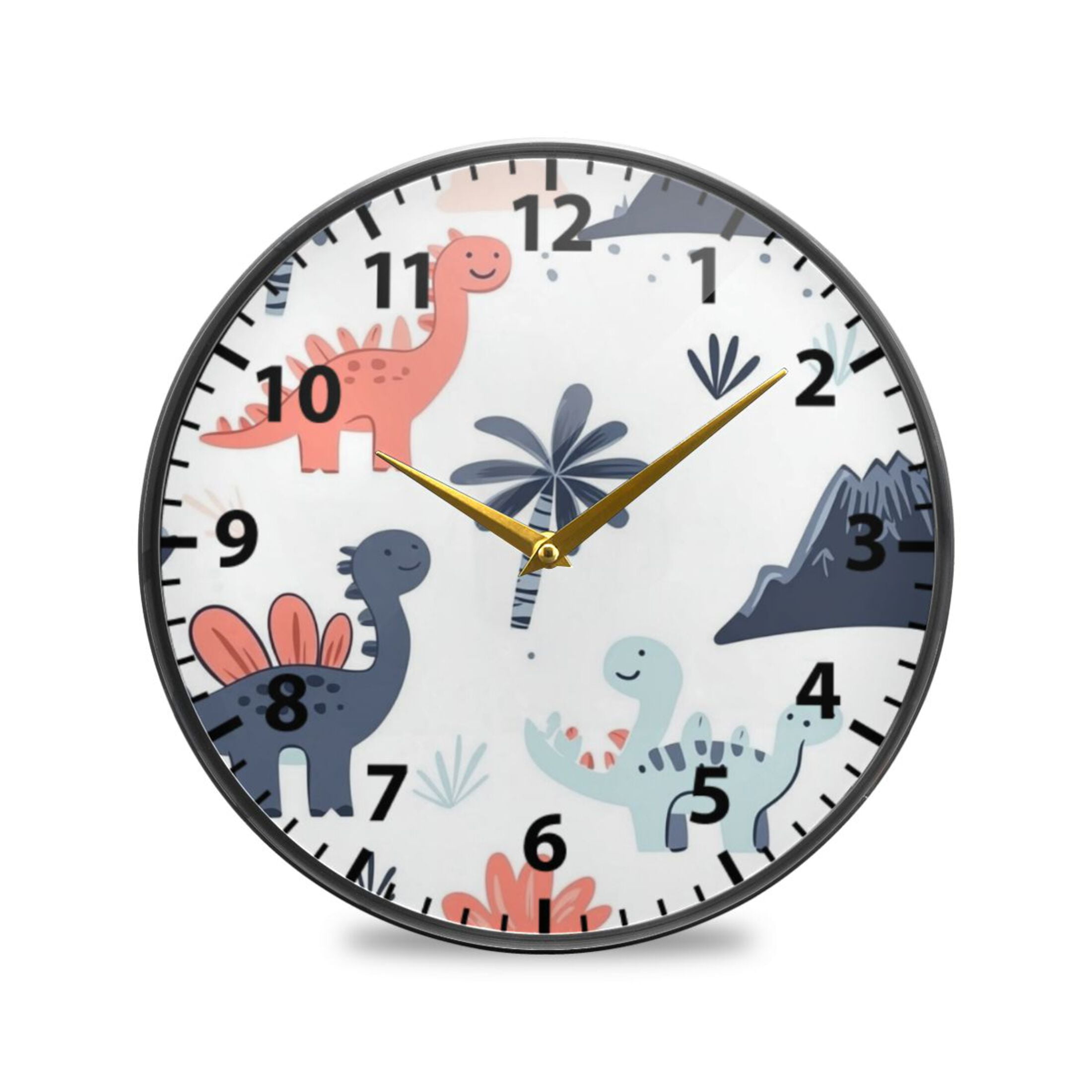 Acrylic Wall and Table Clock Dinosaurs Pattern 9.5in Modern Decor with ...
