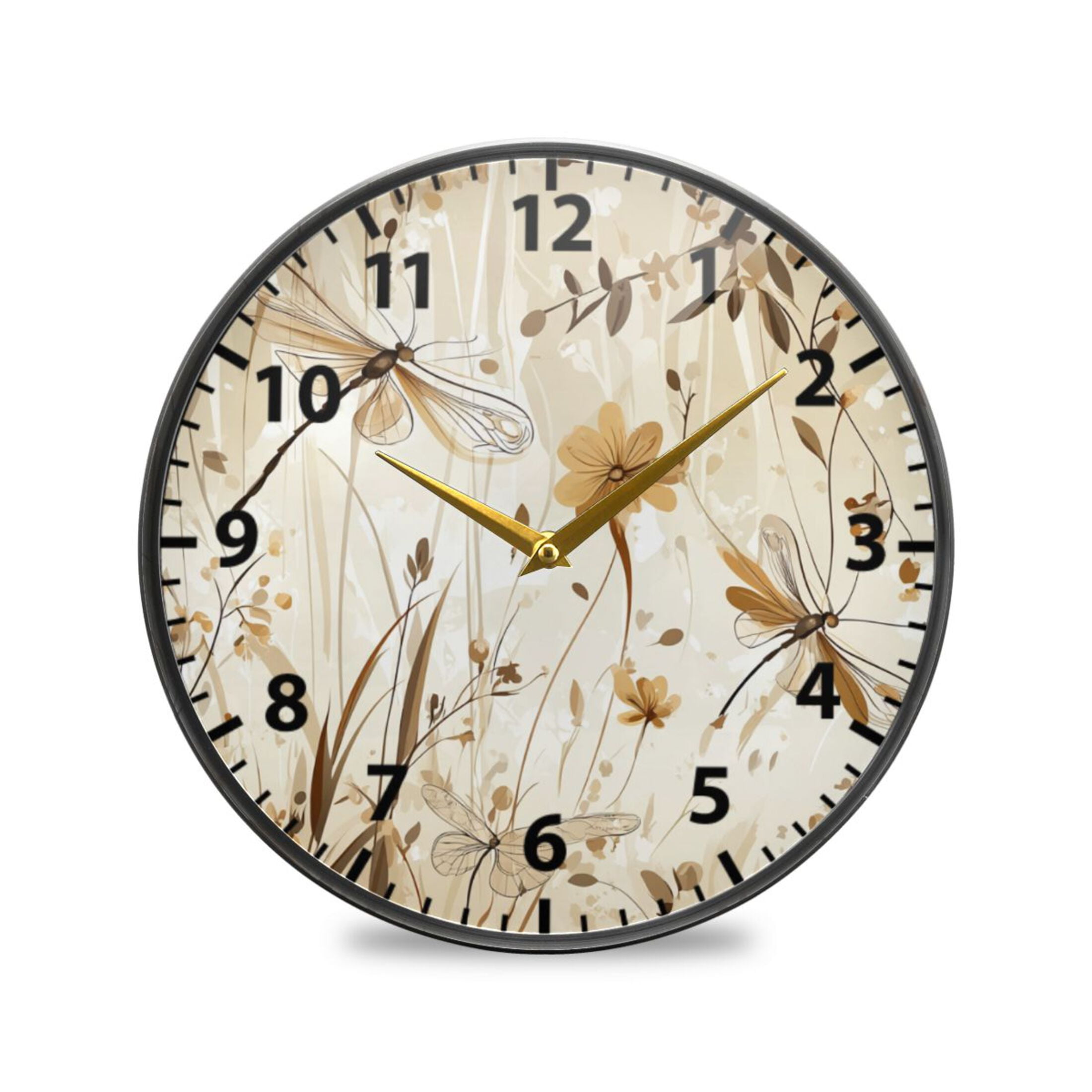 Acrylic Wall and Table Clock Dragonflies and Flowers 11.9in Modern ...