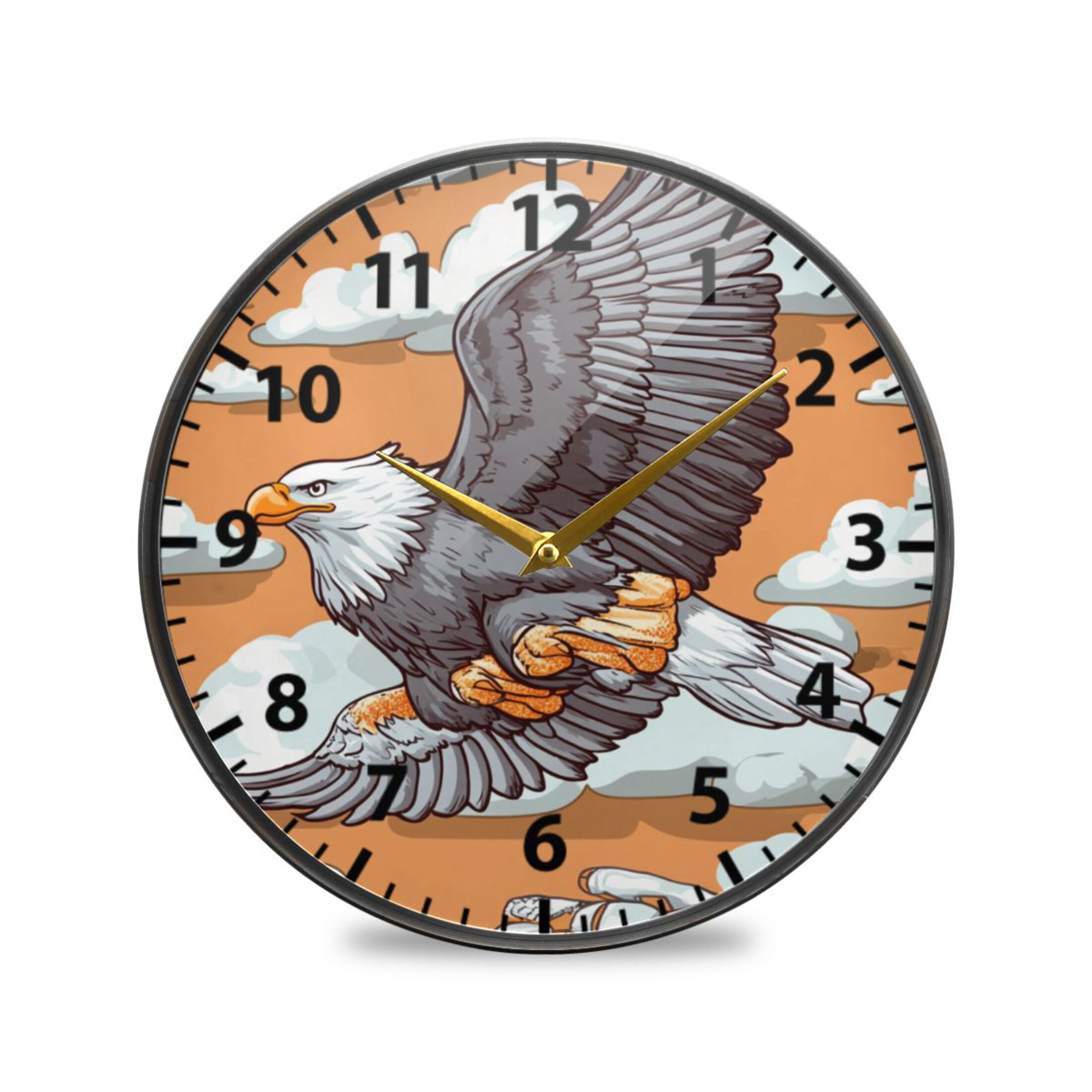 Acrylic Wall and Table Clock Eagle 11.9in Modern Decor with Golden ...