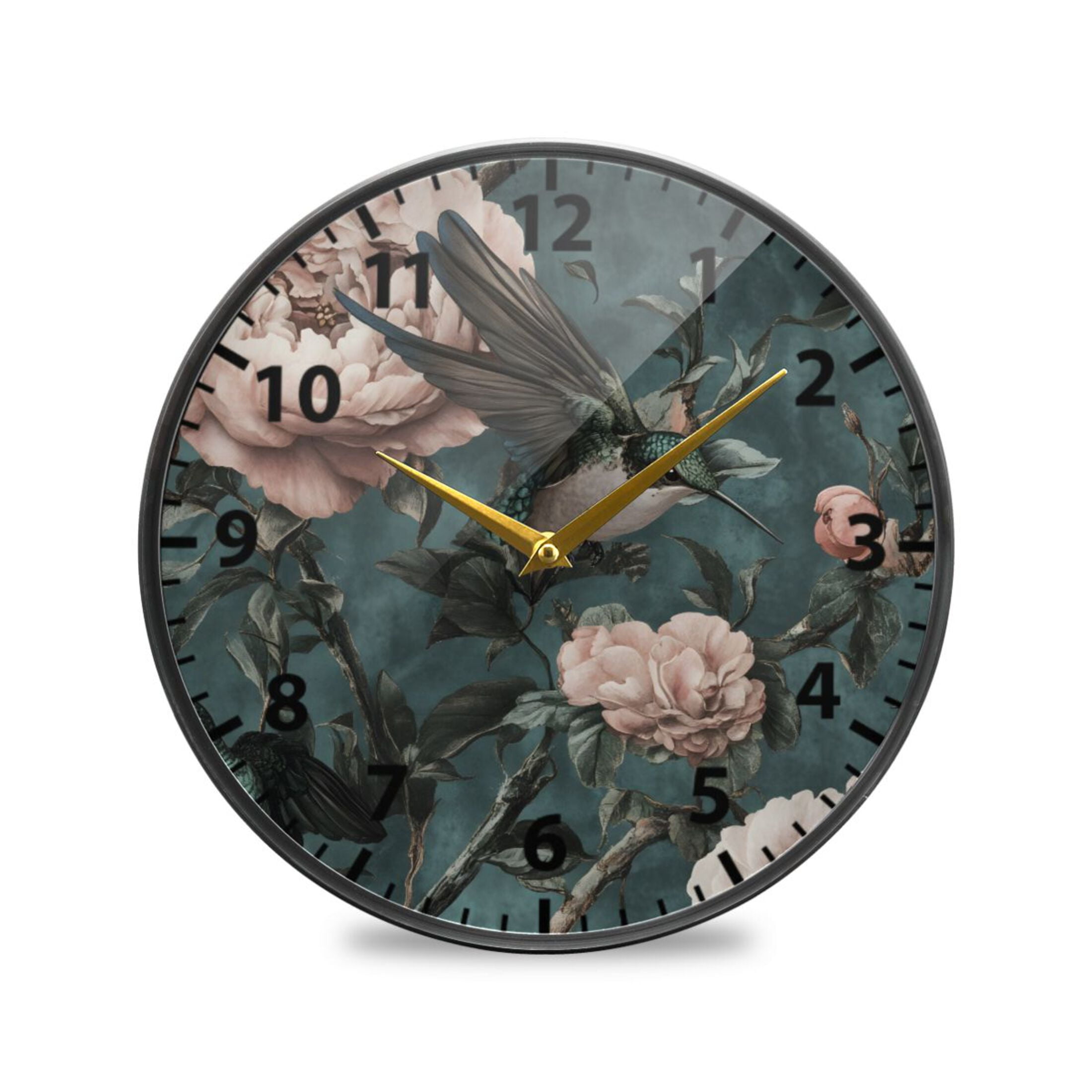 Elegant Hummingbirds Pattern Wall Clock Modern Decor Acrylic Clock ...