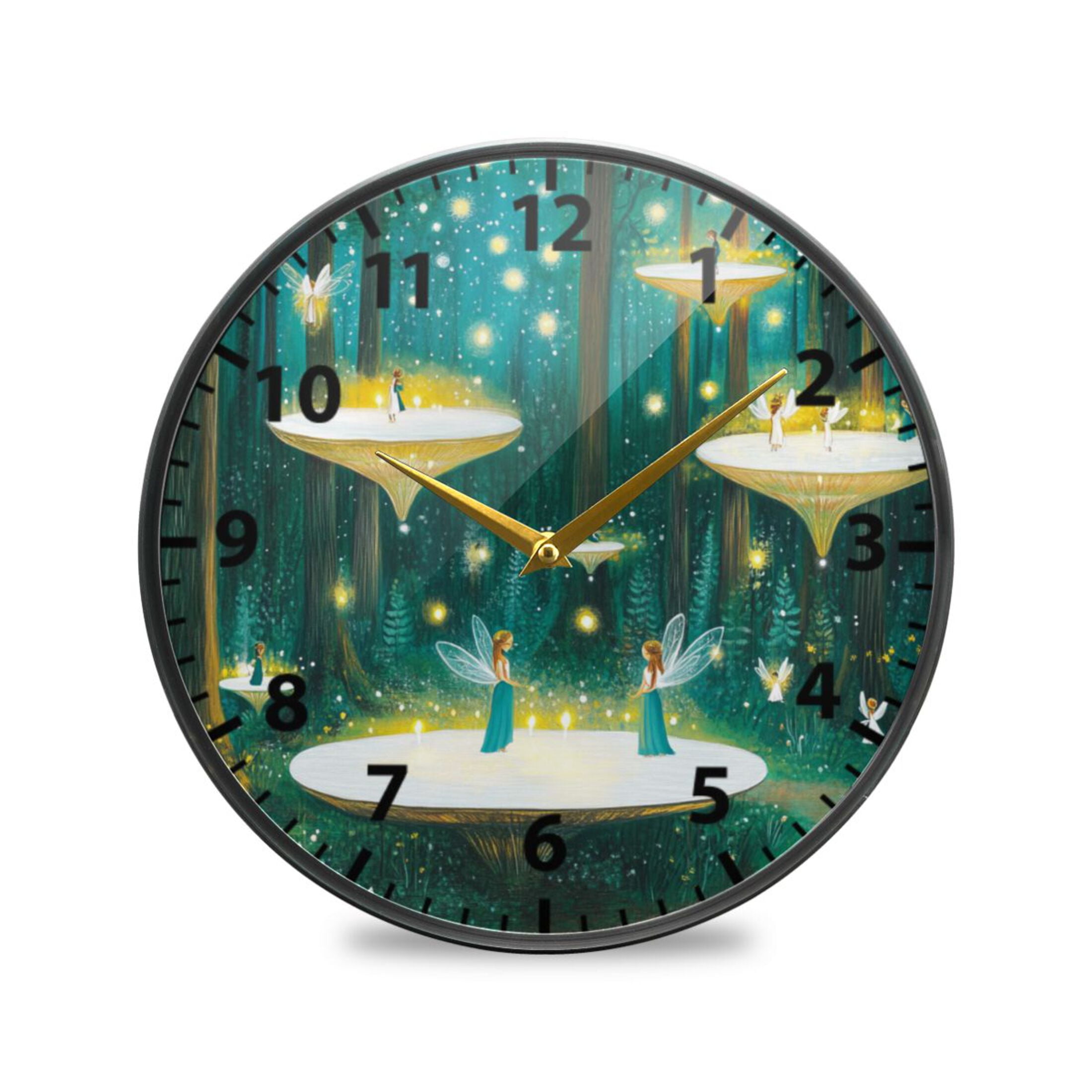 Acrylic Wall and Table Clock Elves in The Woods 11.9in Modern Decor ...