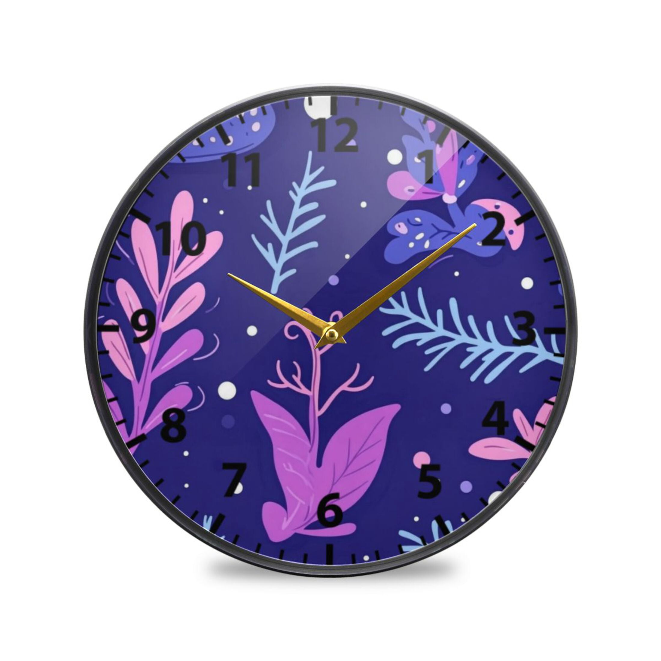 Acrylic Wall and Table Clock Fantasy Color Leaves 11.9in Modern Decor ...