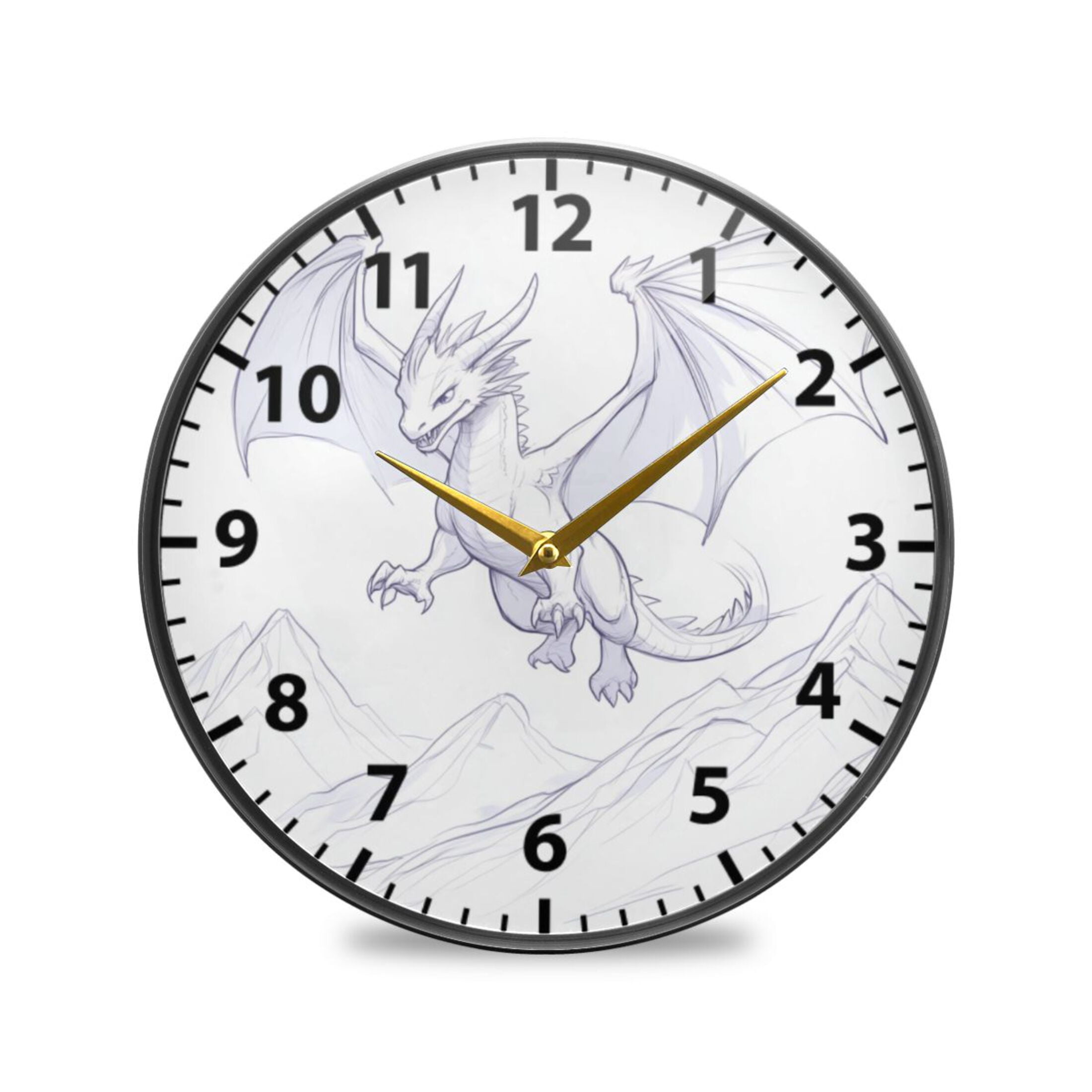 Fantasy Dragon Wall Clock Modern Decor Acrylic Clock Golden Hands 11 ...