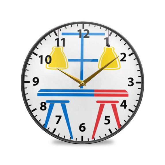 Flat Design Simple Lines Wall Clock Modern Decor Acrylic Clock Golden ...