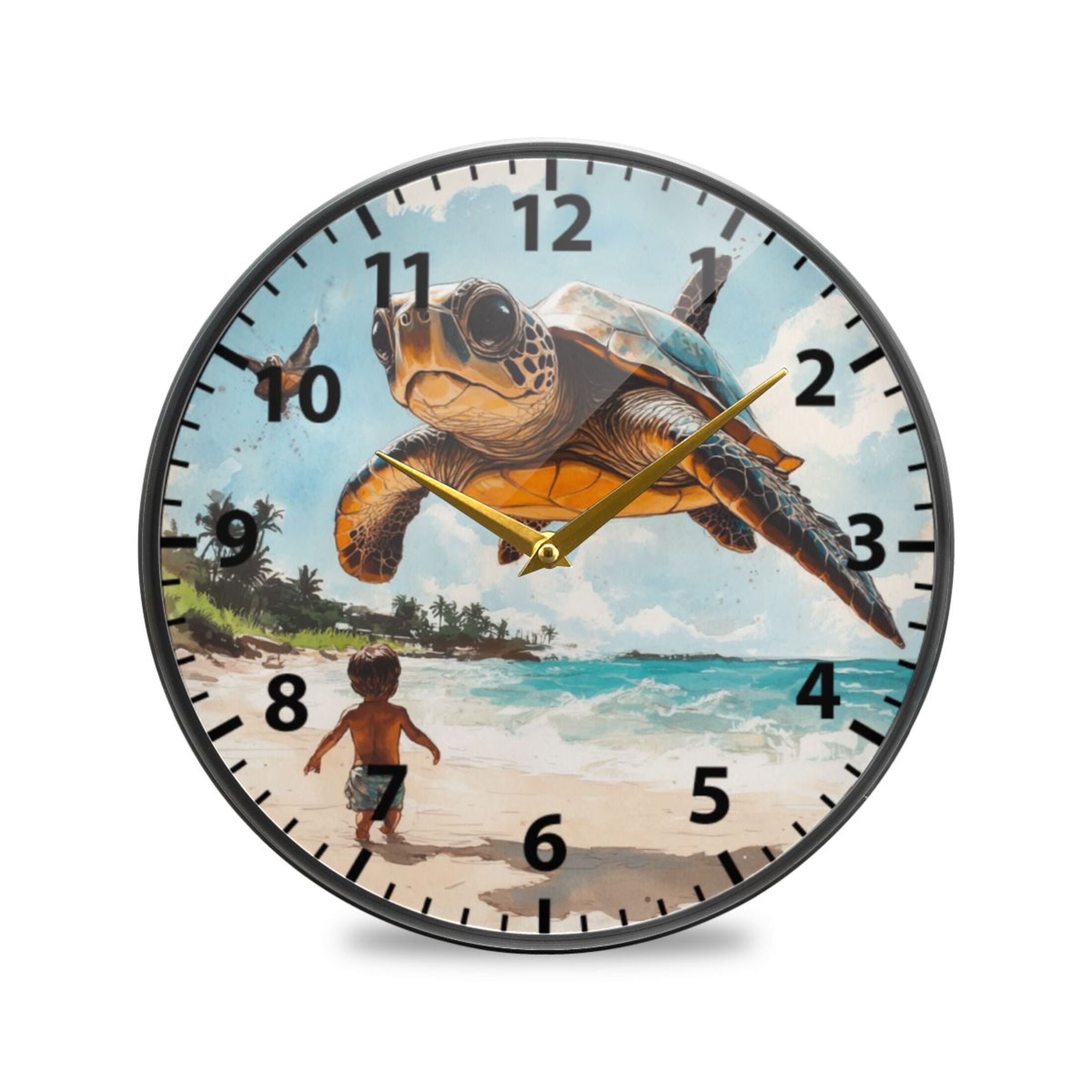 Acrylic Wall and Table Clock Flying Turtle 11.9in Modern Decor with ...