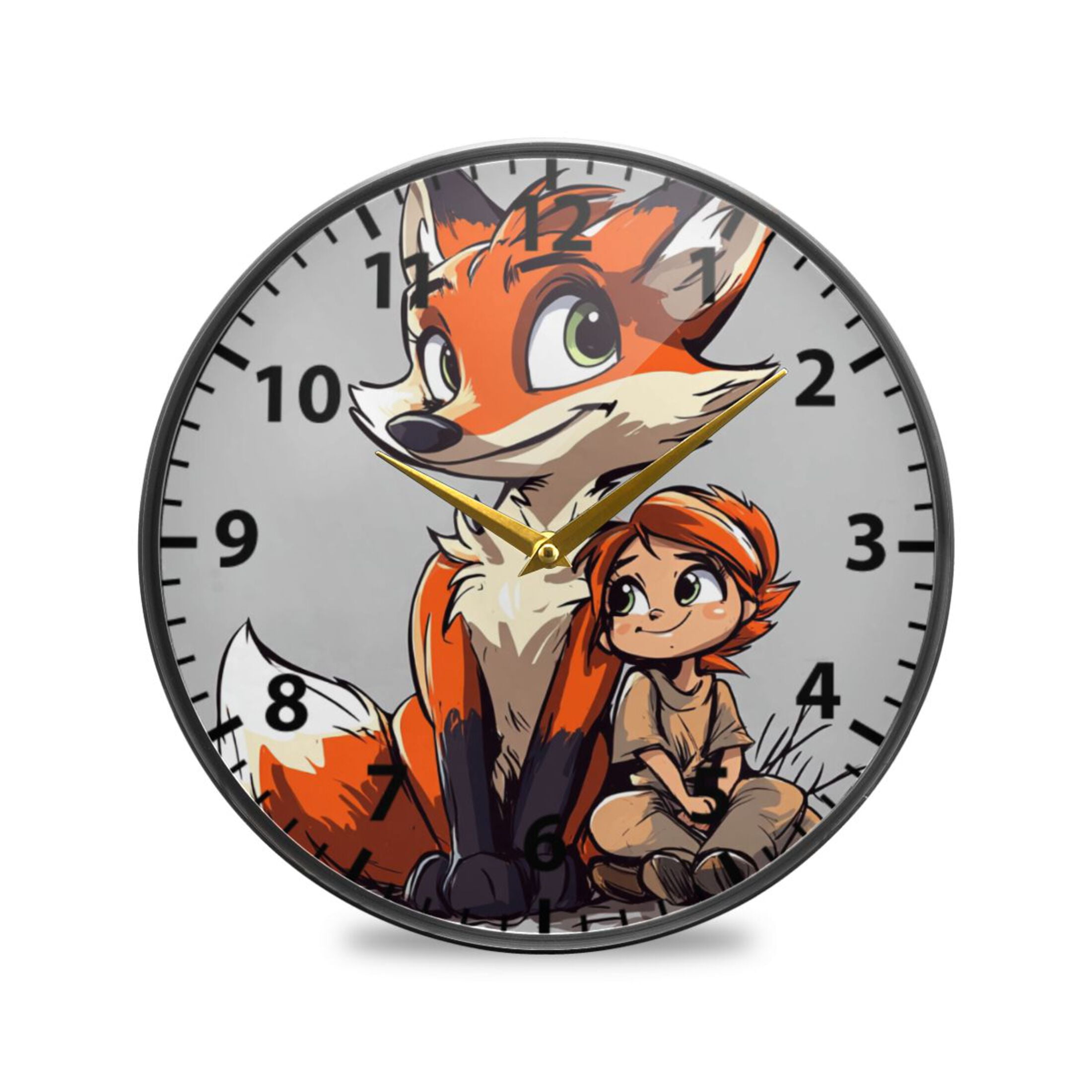 Acrylic Wall and Table Clock Fox and Girl 11.9in Modern Decor with ...