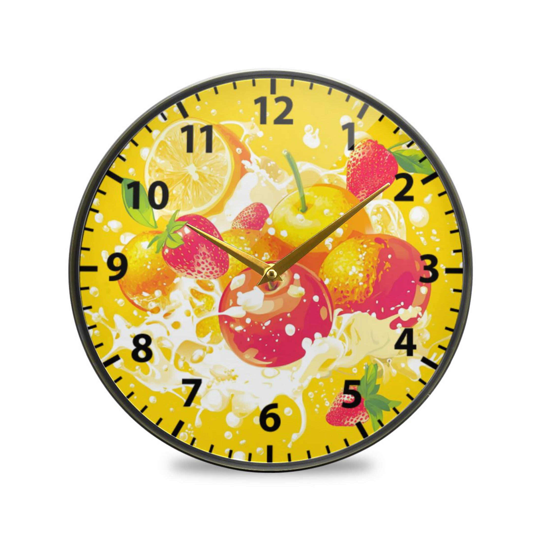 Acrylic Wall and Table Clock Fruits and Milk 11.9in Modern Decor with ...