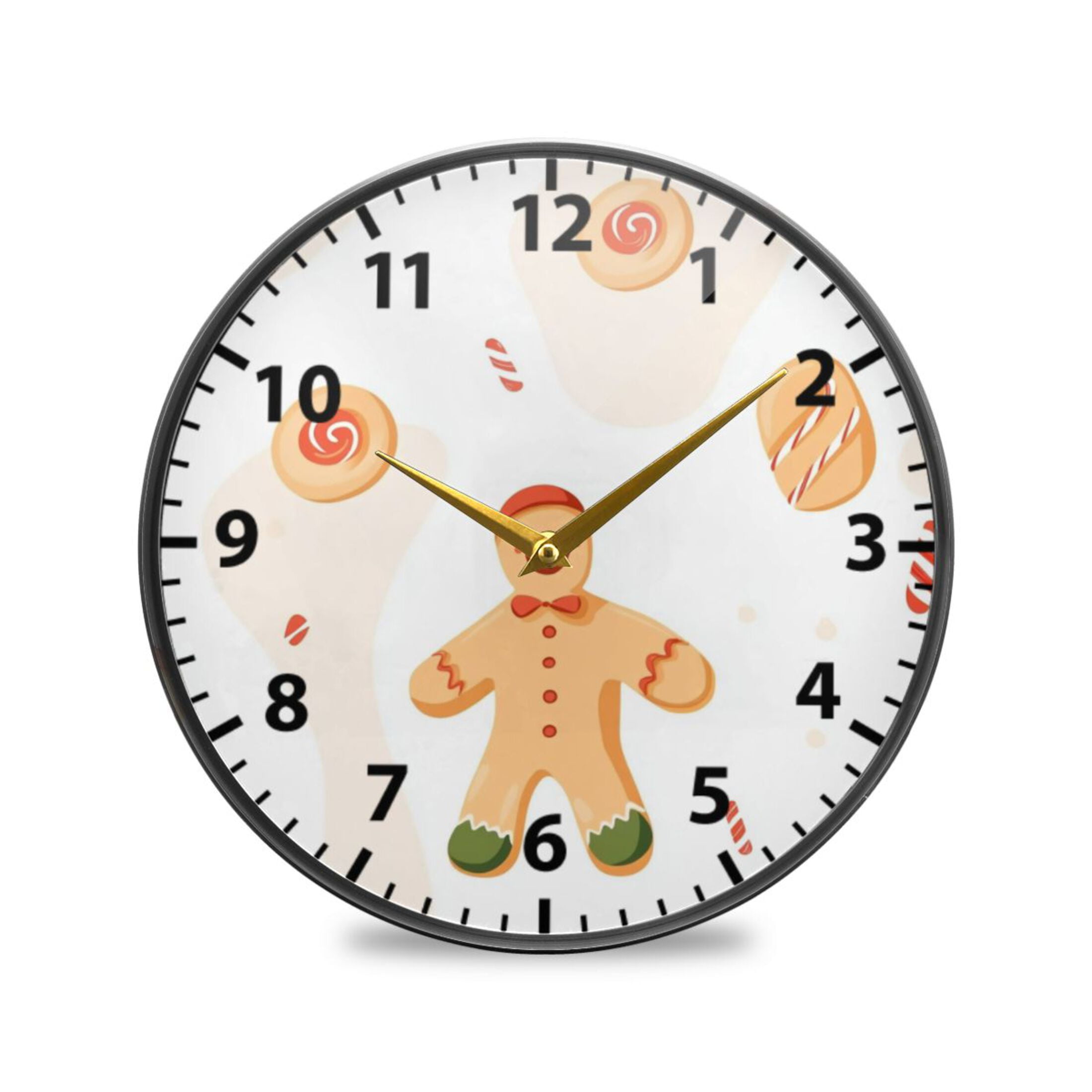 Acrylic Wall and Table Clock Gingerbread Men and Candies 9.5in Modern ...