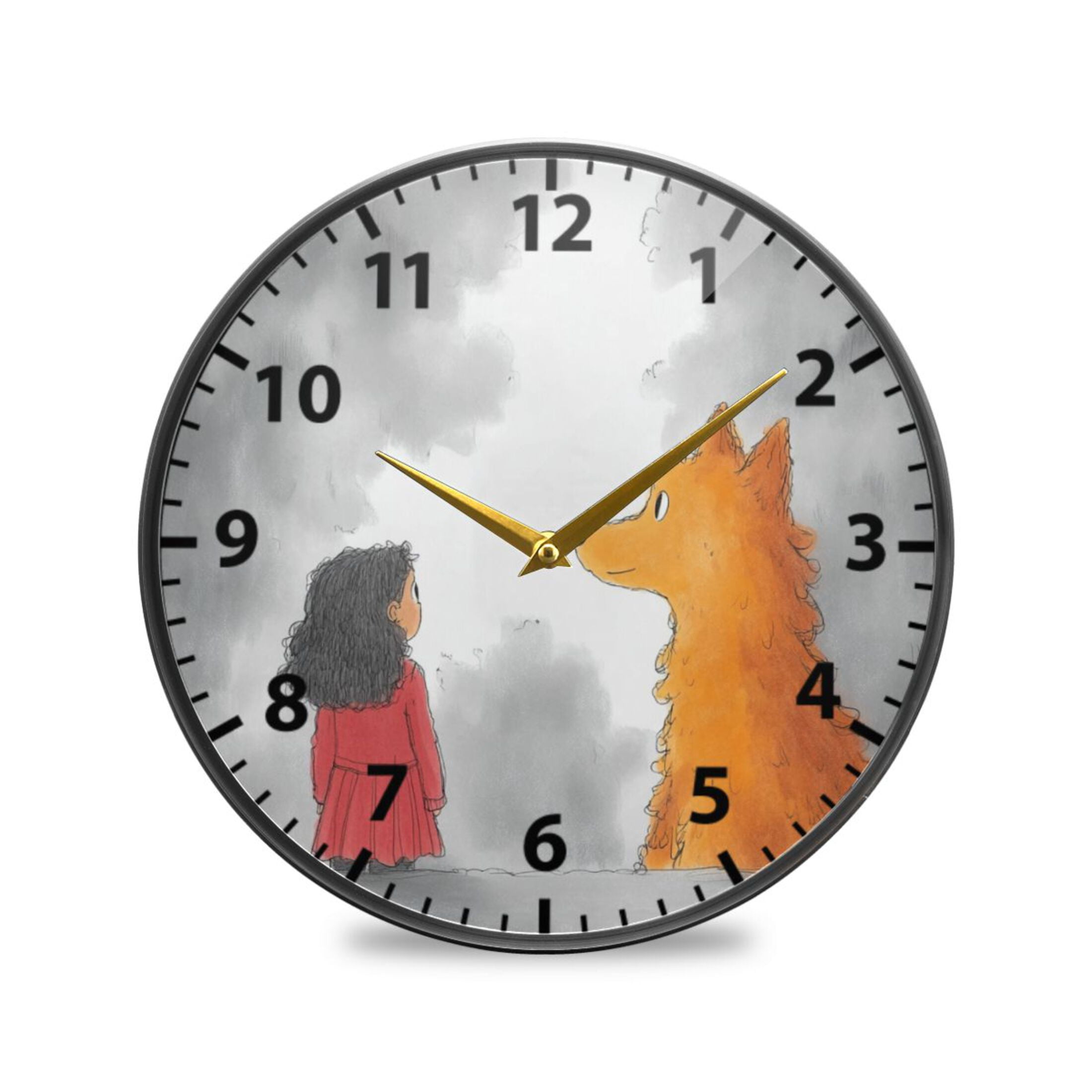 Acrylic Wall and Table Clock Girl and Dog 11.9in Modern Decor with ...
