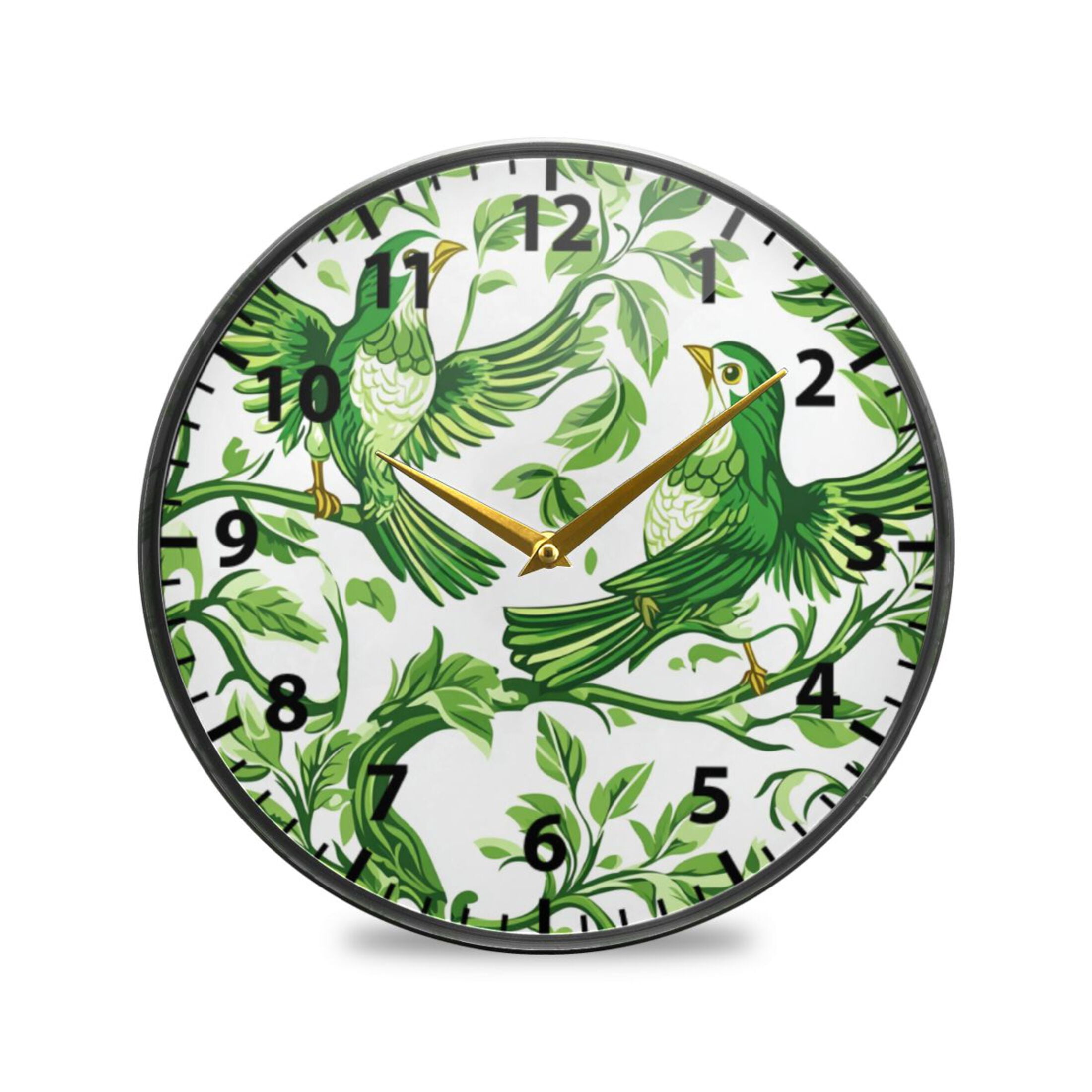 Acrylic Wall and Table Clock Green Birds 11.9in Modern Decor with ...