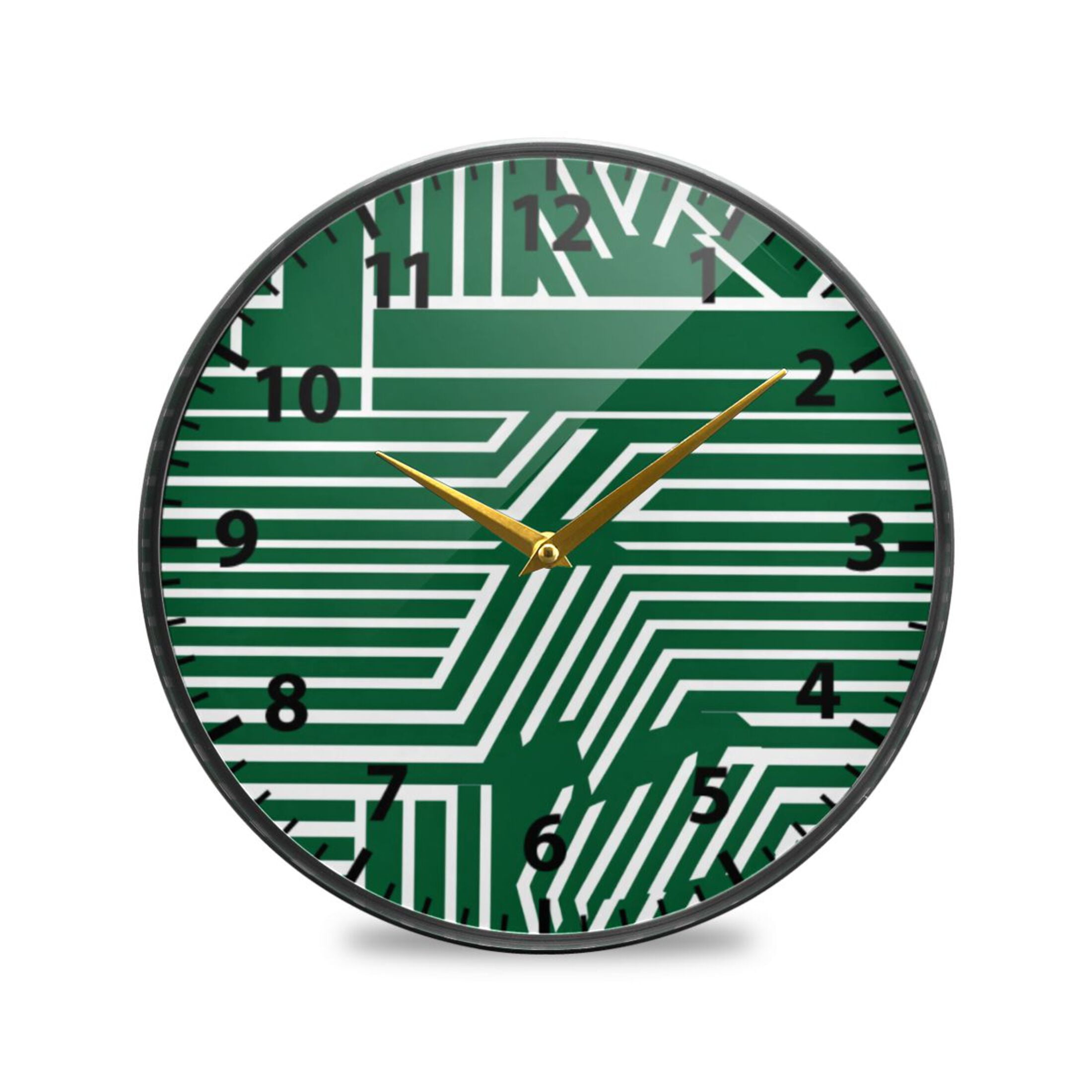 Acrylic Wall and Table Clock Green Stripe Design 11.9in Modern Decor ...