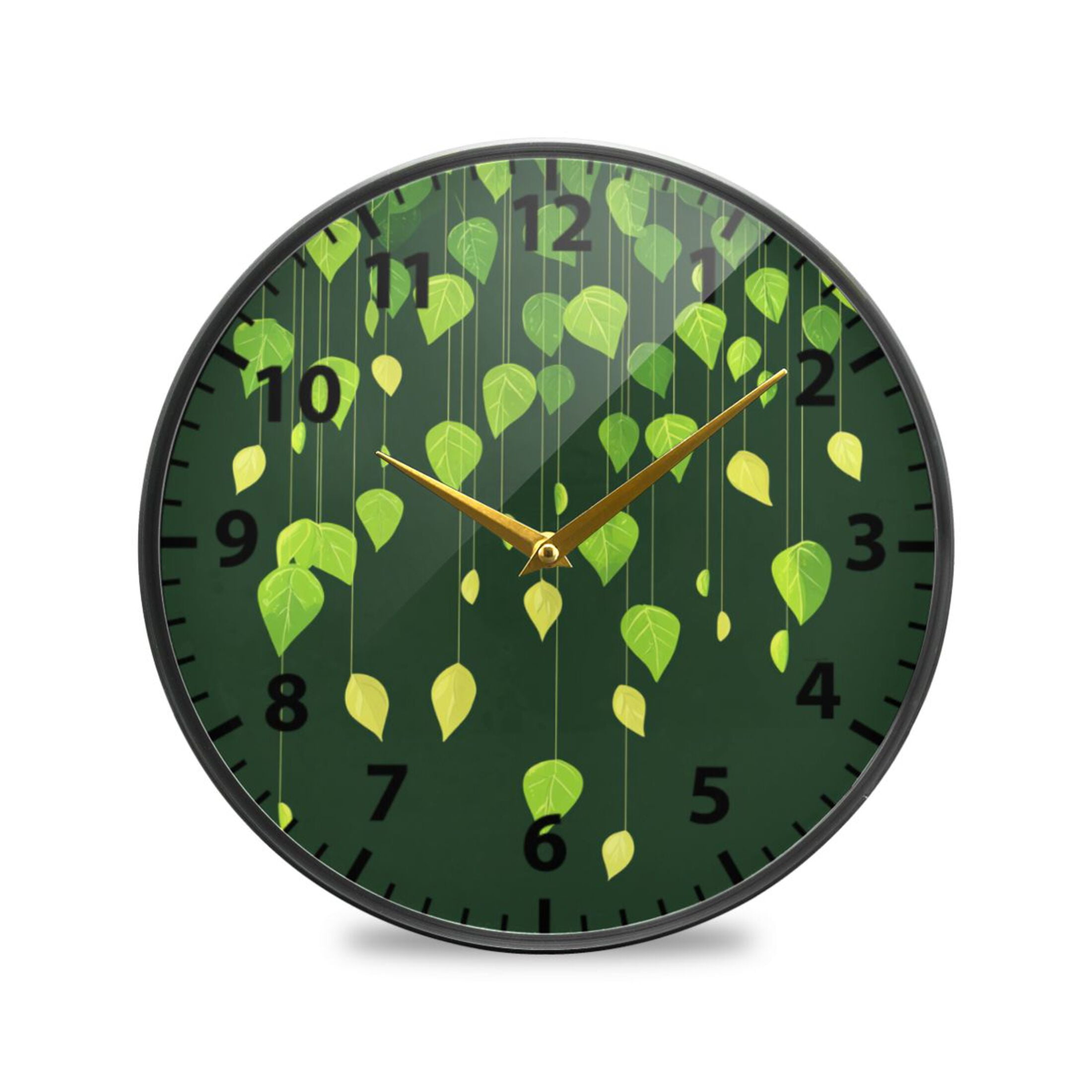 Acrylic Wall and Table Clock Green Vines 11.9in Modern Decor with ...