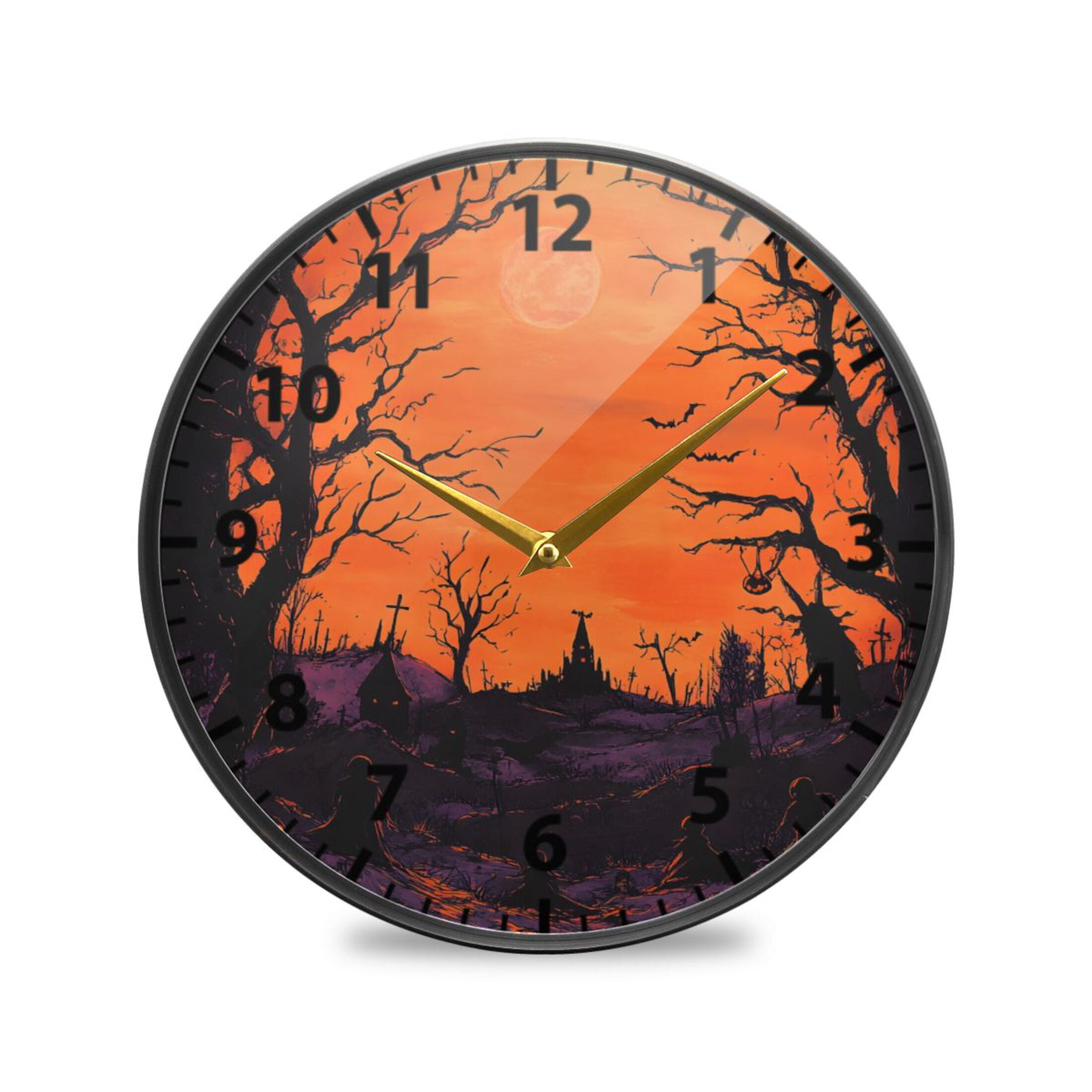 Halloween Scary Forest Wall Clock Modern Decor Acrylic Clock Golden ...