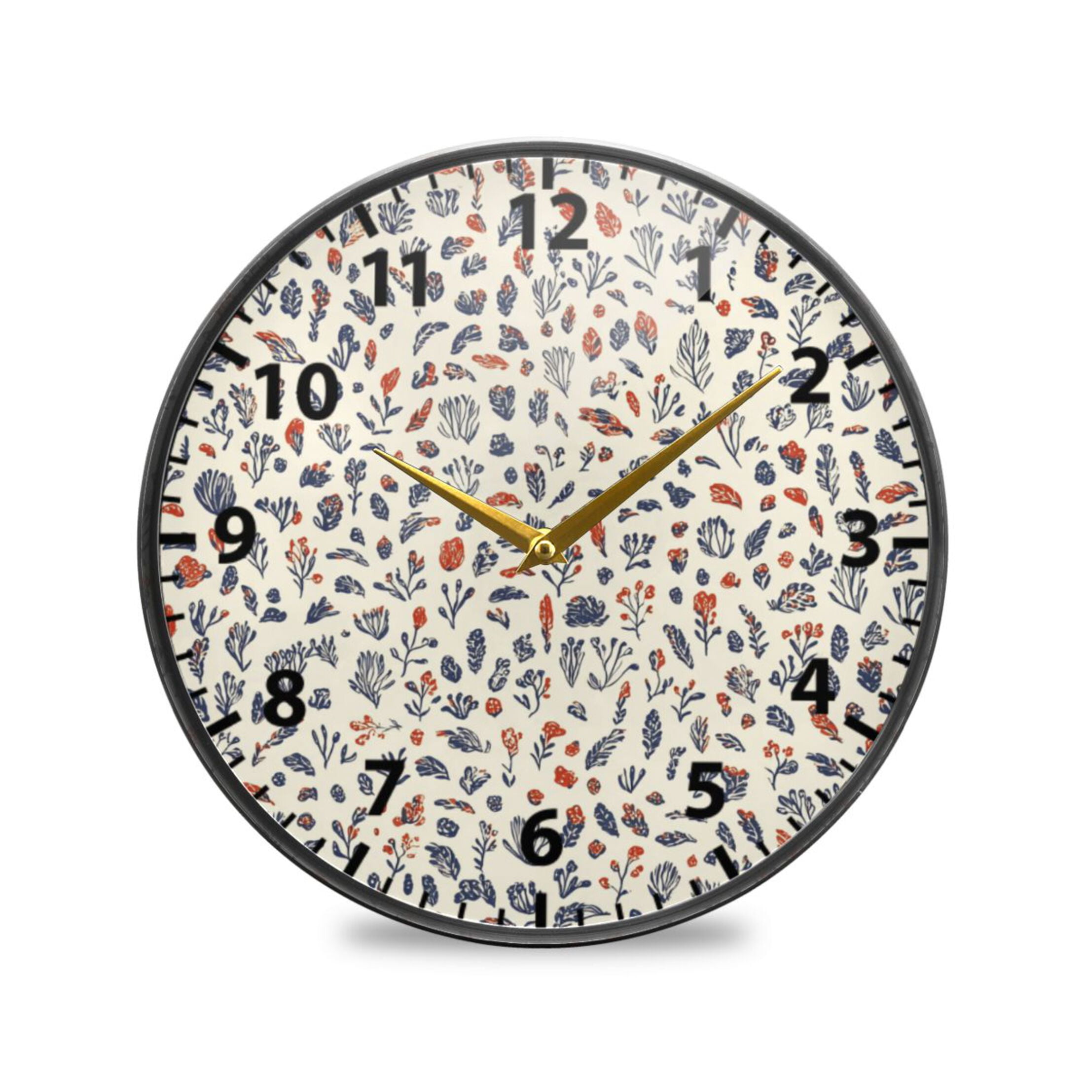 Acrylic Wall and Table Clock Hand Drawn Flower Design 11.9in Modern ...