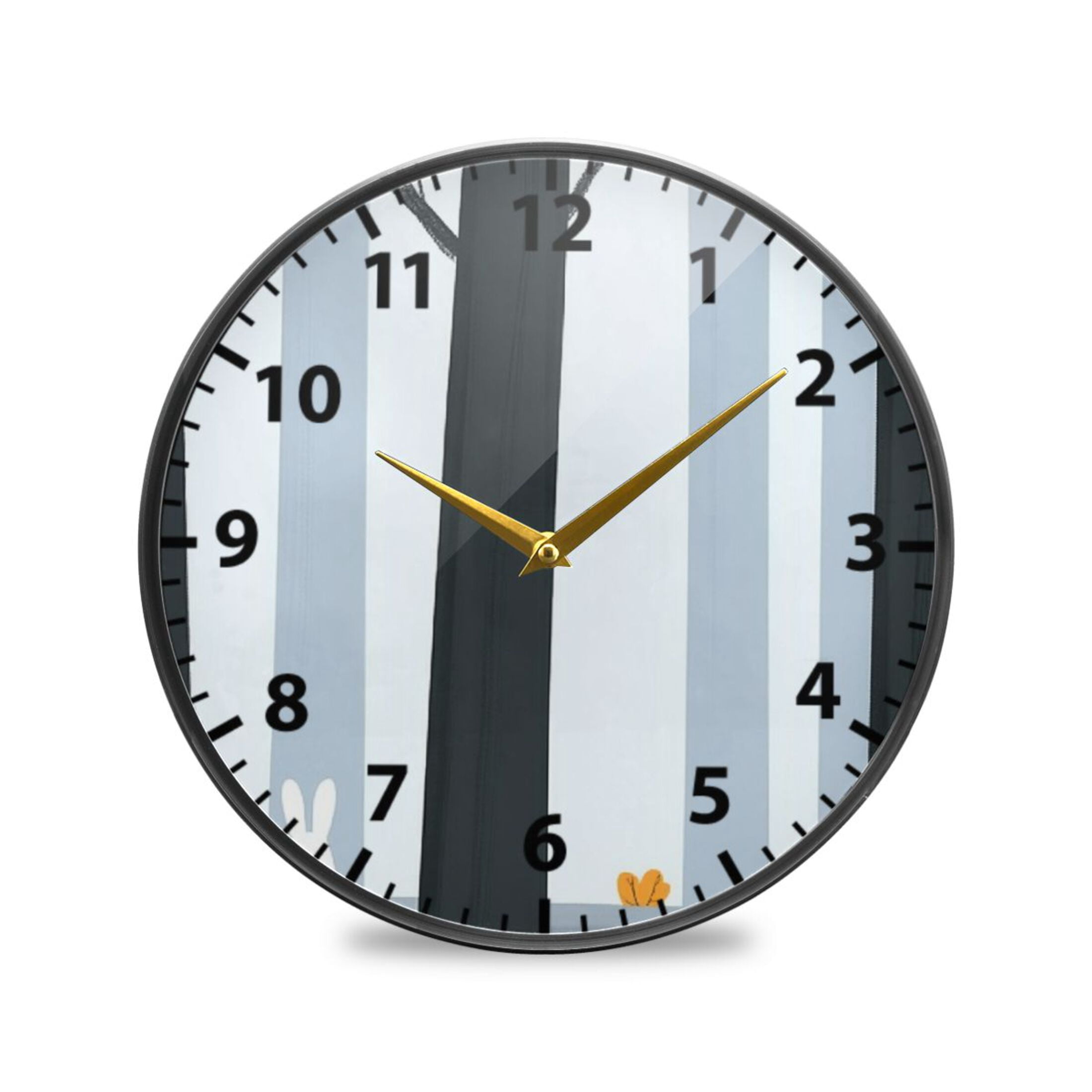 Acrylic Wall and Table Clock Hand Drawn Forest 11.9in Modern Decor with ...