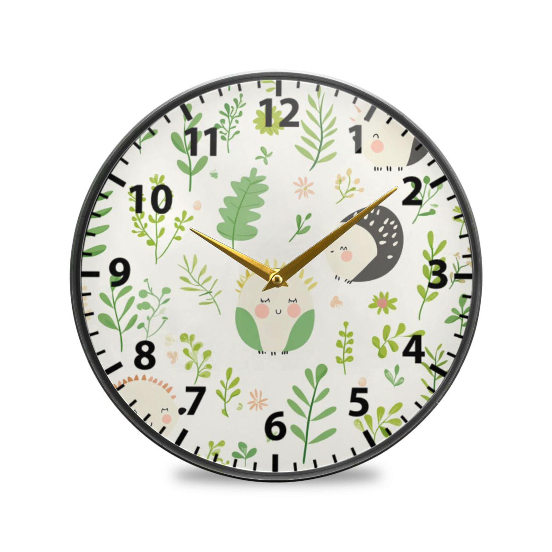 Acrylic Wall and Table Clock Hand Drawn Hedgehog Pattern 11.9in Modern ...