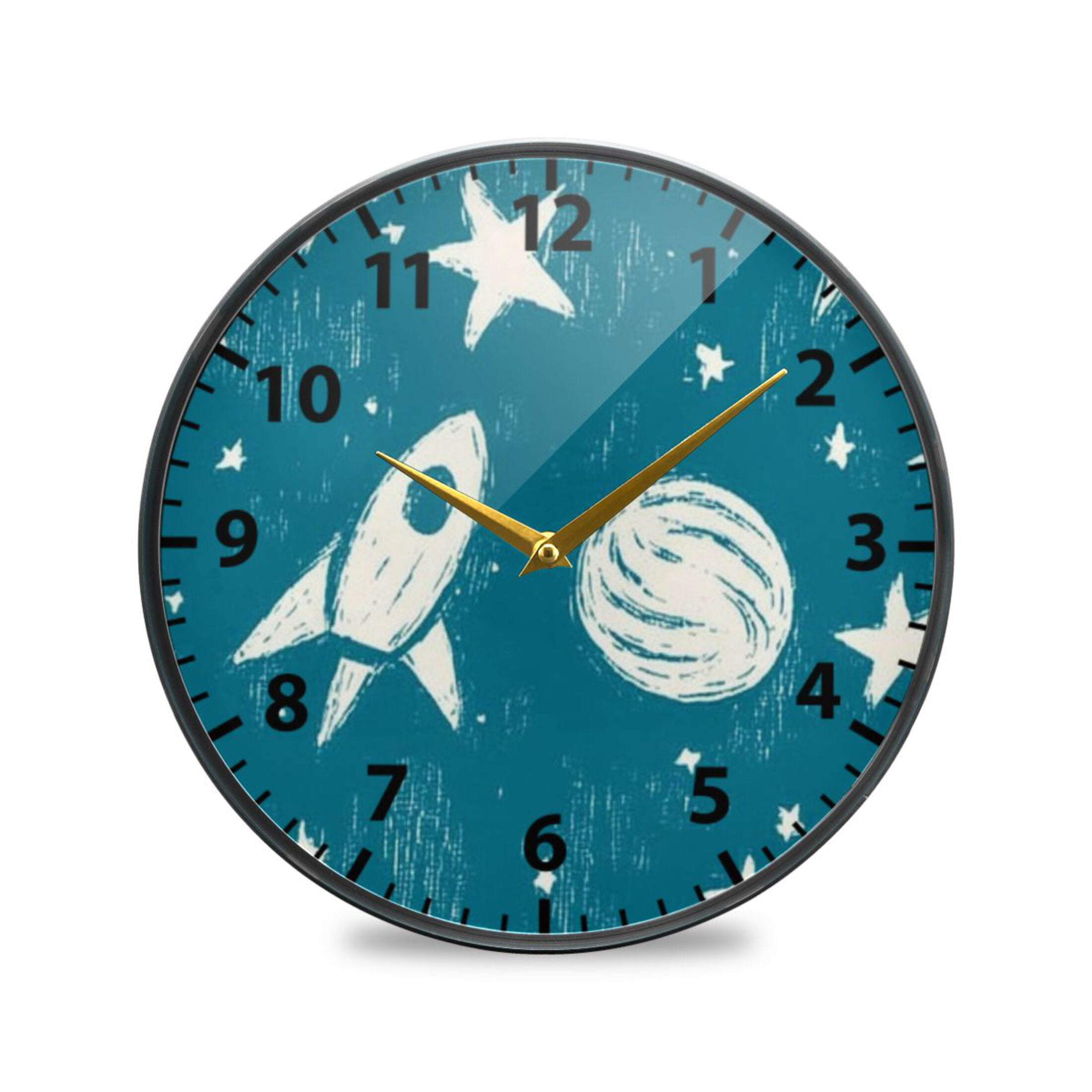 Acrylic Wall and Table Clock Hand Drawn Universe Scenes 11.9in Modern ...