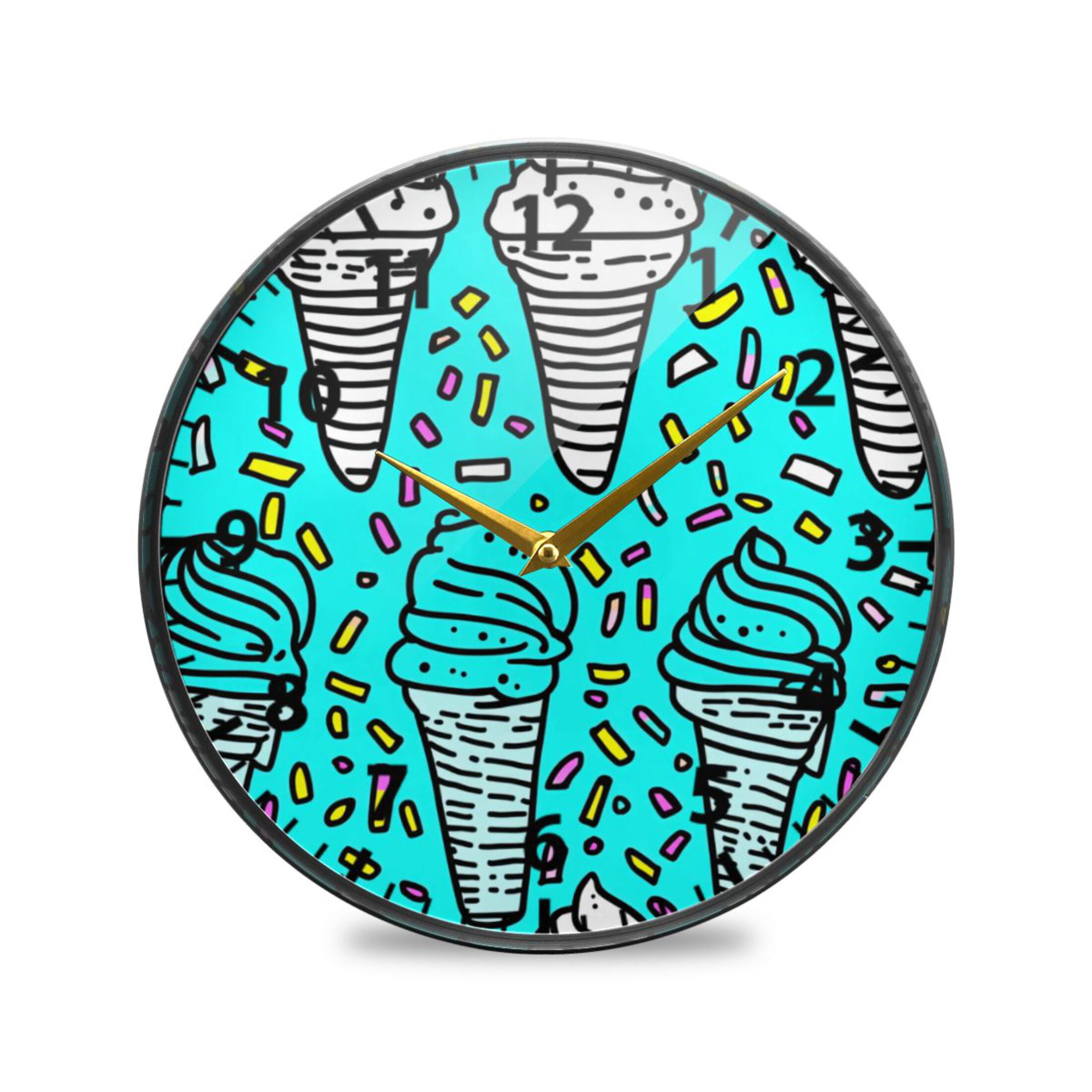 Acrylic Wall and Table Clock Holiday Ice Cream 11.9in Modern Decor with ...