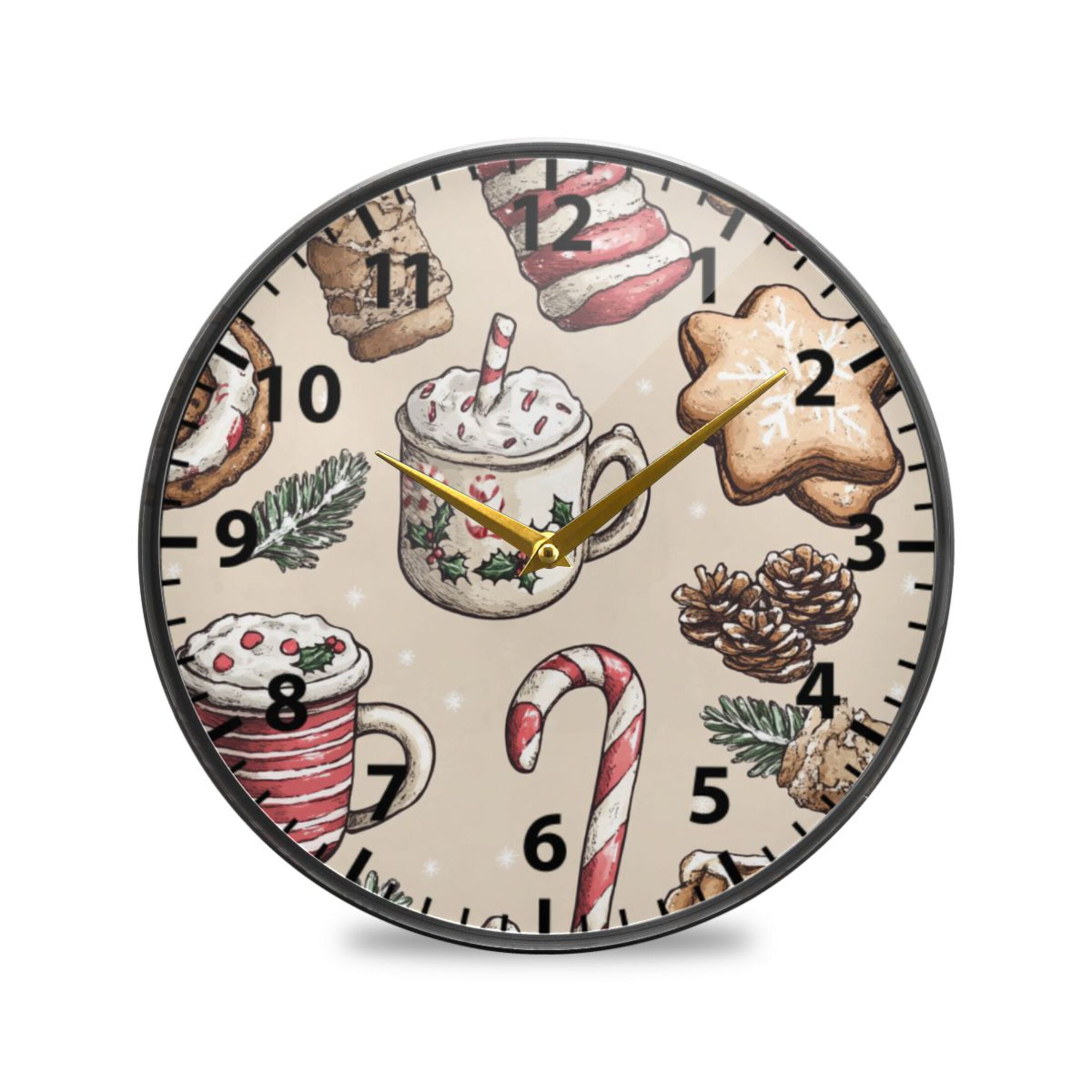 Acrylic Wall and Table Clock Holiday Themed Treats Pattern 9.5in Modern ...