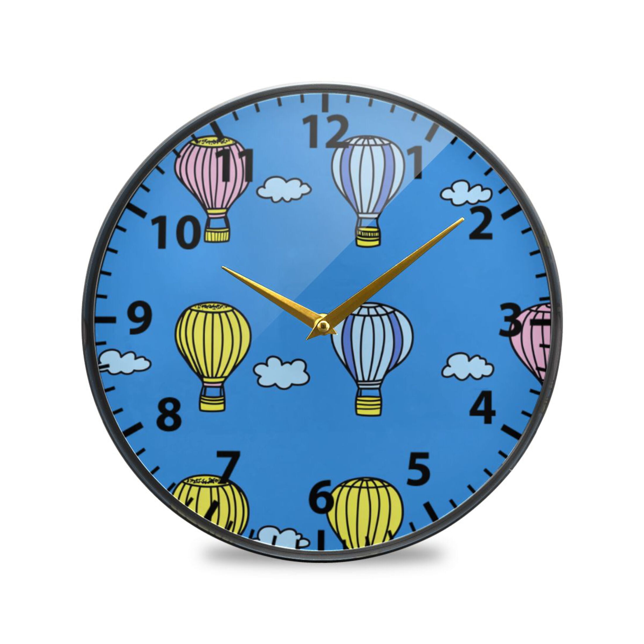 Hot Air Balloons and Clouds Wall Clock Modern Decor Acrylic Clock ...