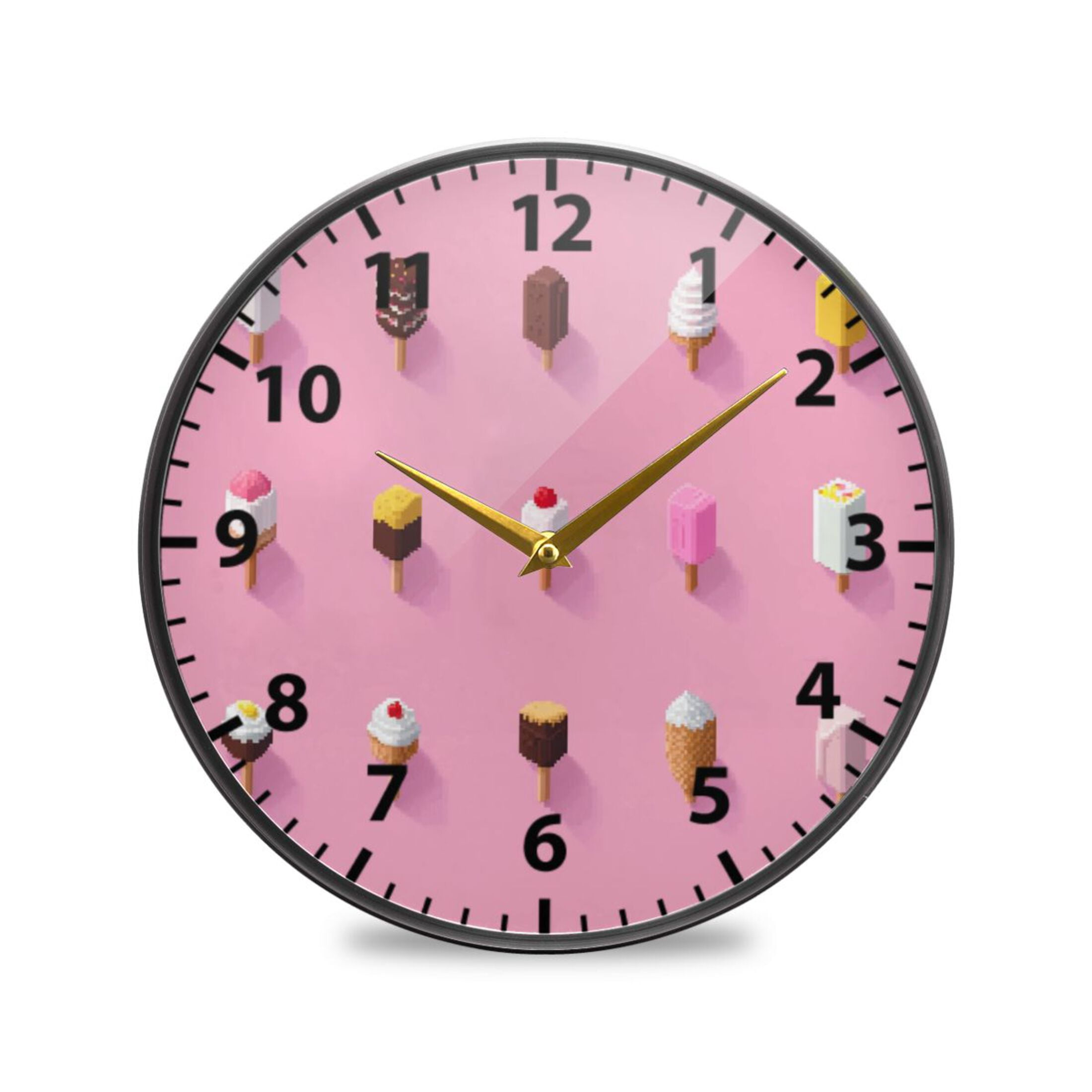 Acrylic Wall and Table Clock Ice Cream 11.9in Modern Decor with Golden ...