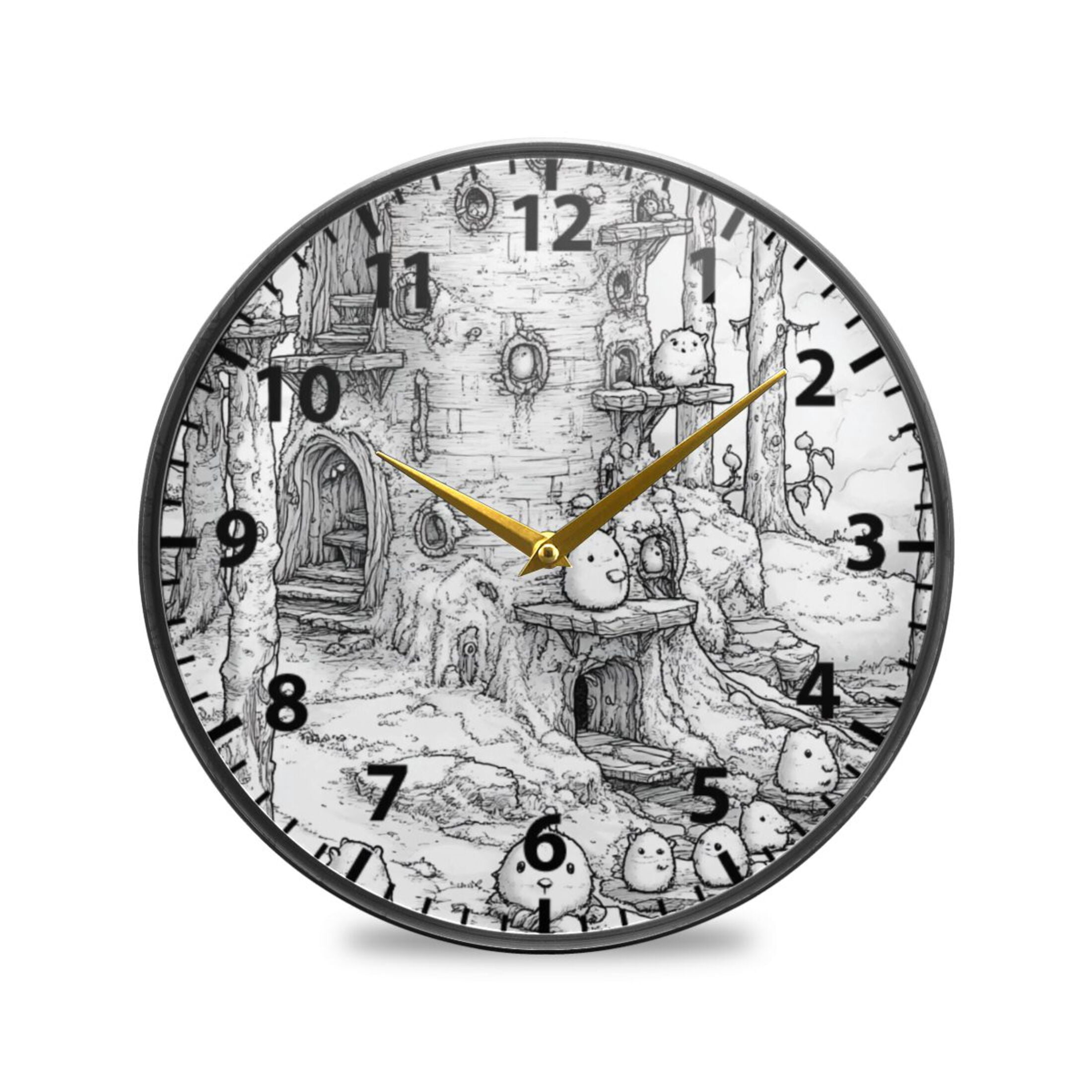 Acrylic Wall and Table Clock Line Art Tree House 9.5in Modern Decor ...
