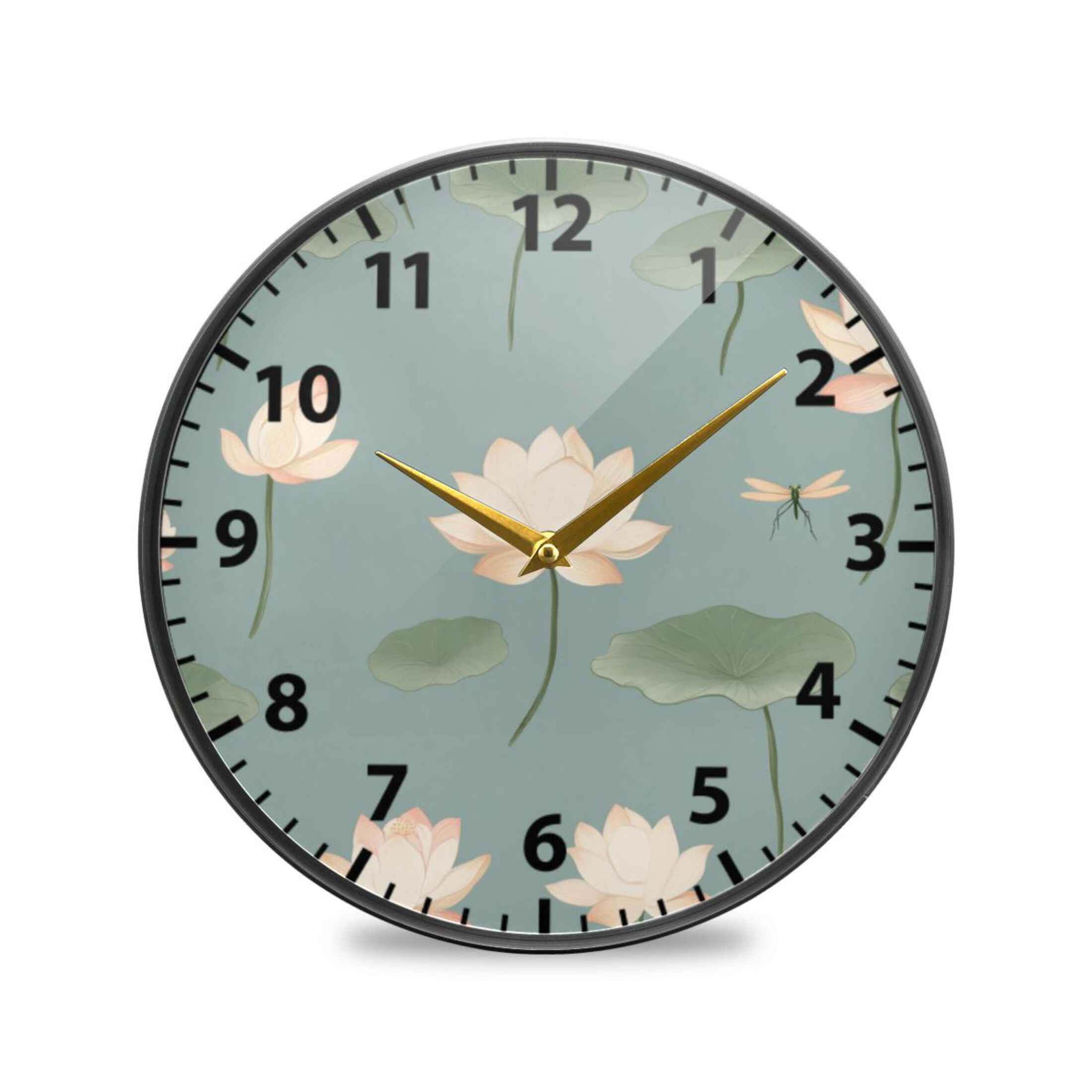 Acrylic Wall and Table Clock Lotus and Water Lily Pattern 11.9in Modern ...