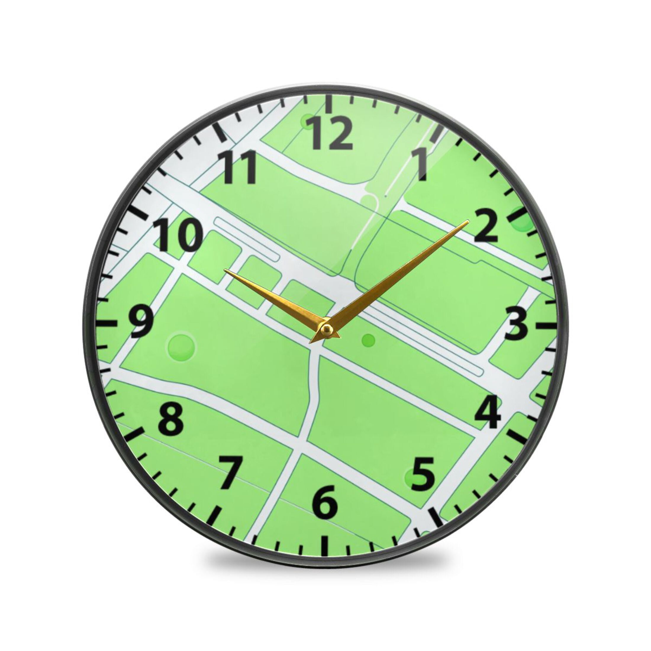 Acrylic Wall and Table Clock Map Imaginary Town 9.5in Modern Decor with ...