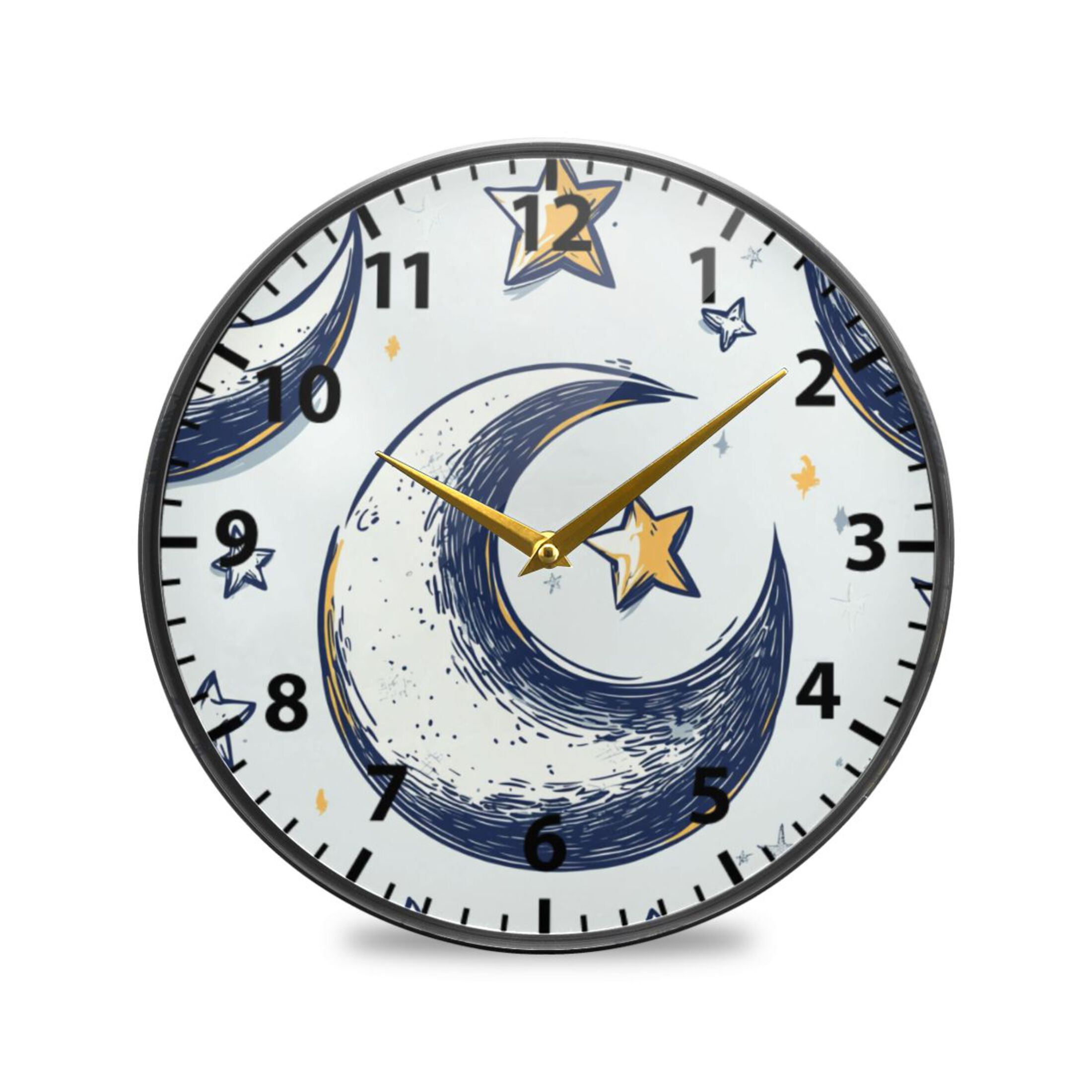 Acrylic Wall and Table Clock Moon and Stars 9.5in Modern Decor with ...
