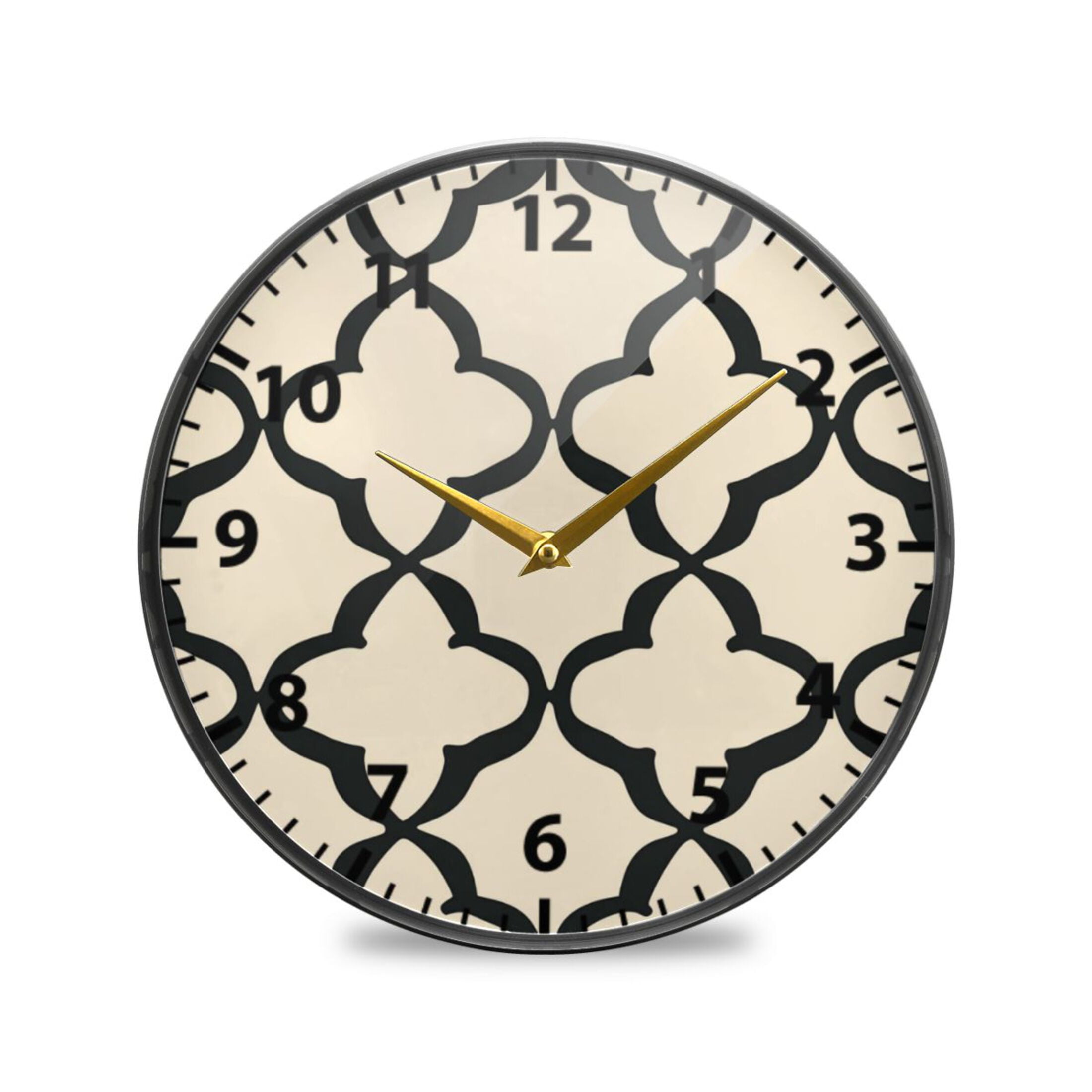 Acrylic Wall and Table Clock Moroccan Beige Stripe 11.9in Modern Decor ...