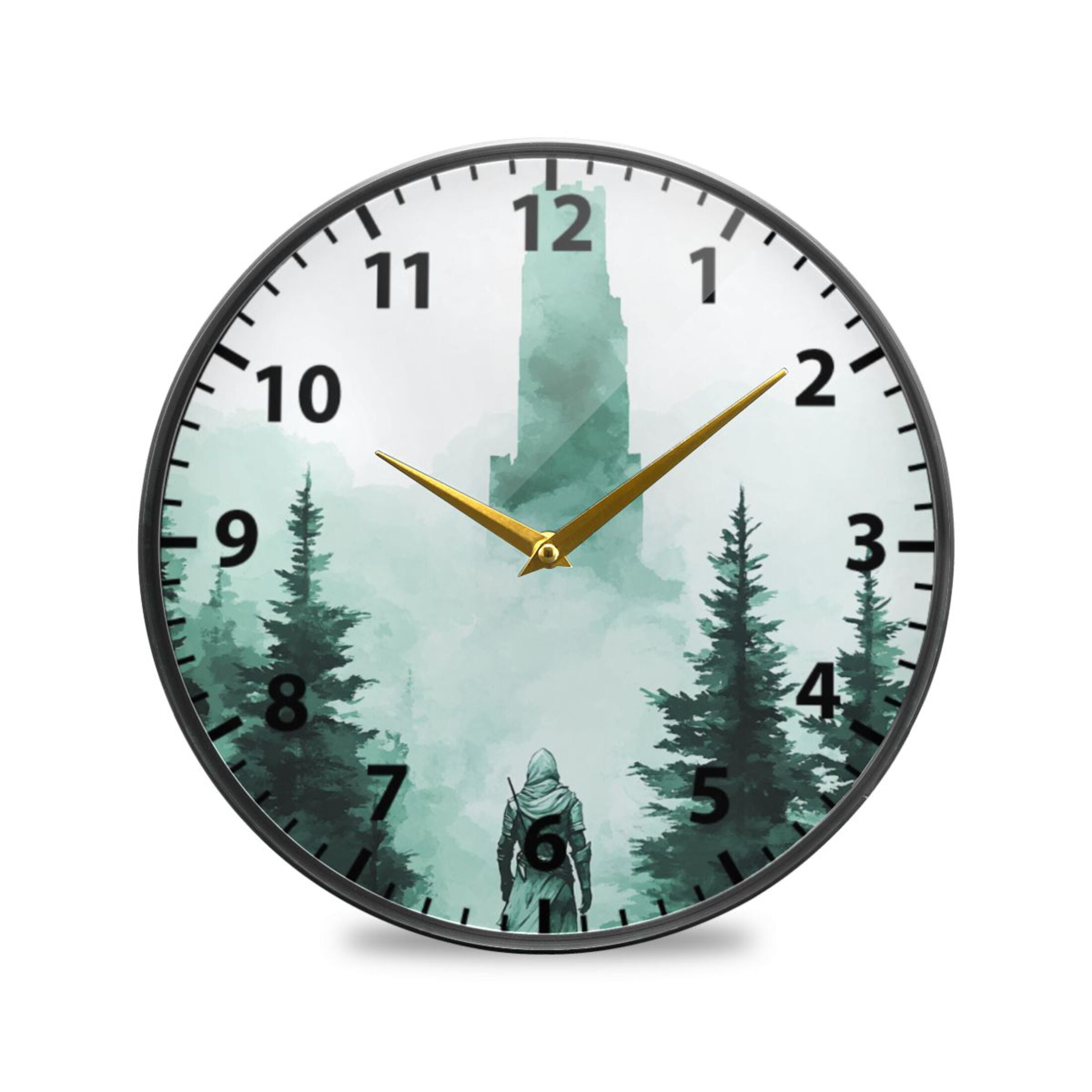 Acrylic Wall and Table Clock Ninja 9.5in Modern Decor with Golden Hands ...