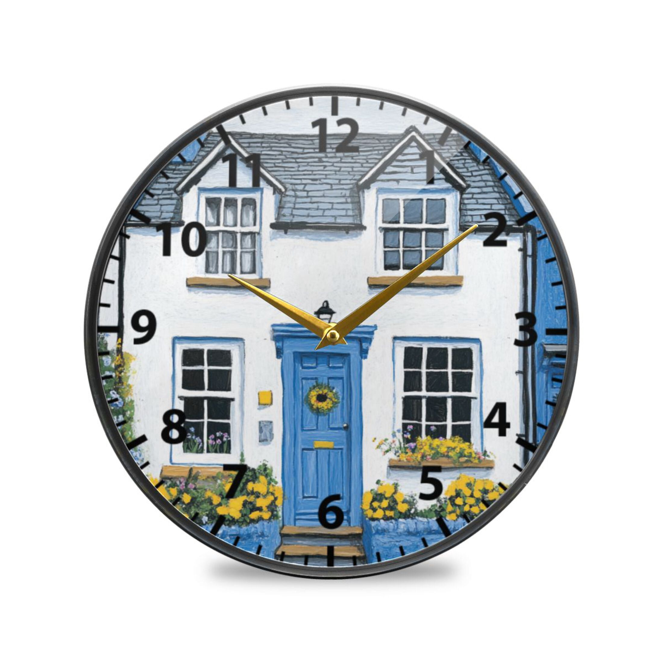 Acrylic Wall and Table Clock Oil Painting House 9.5in Modern Decor with ...