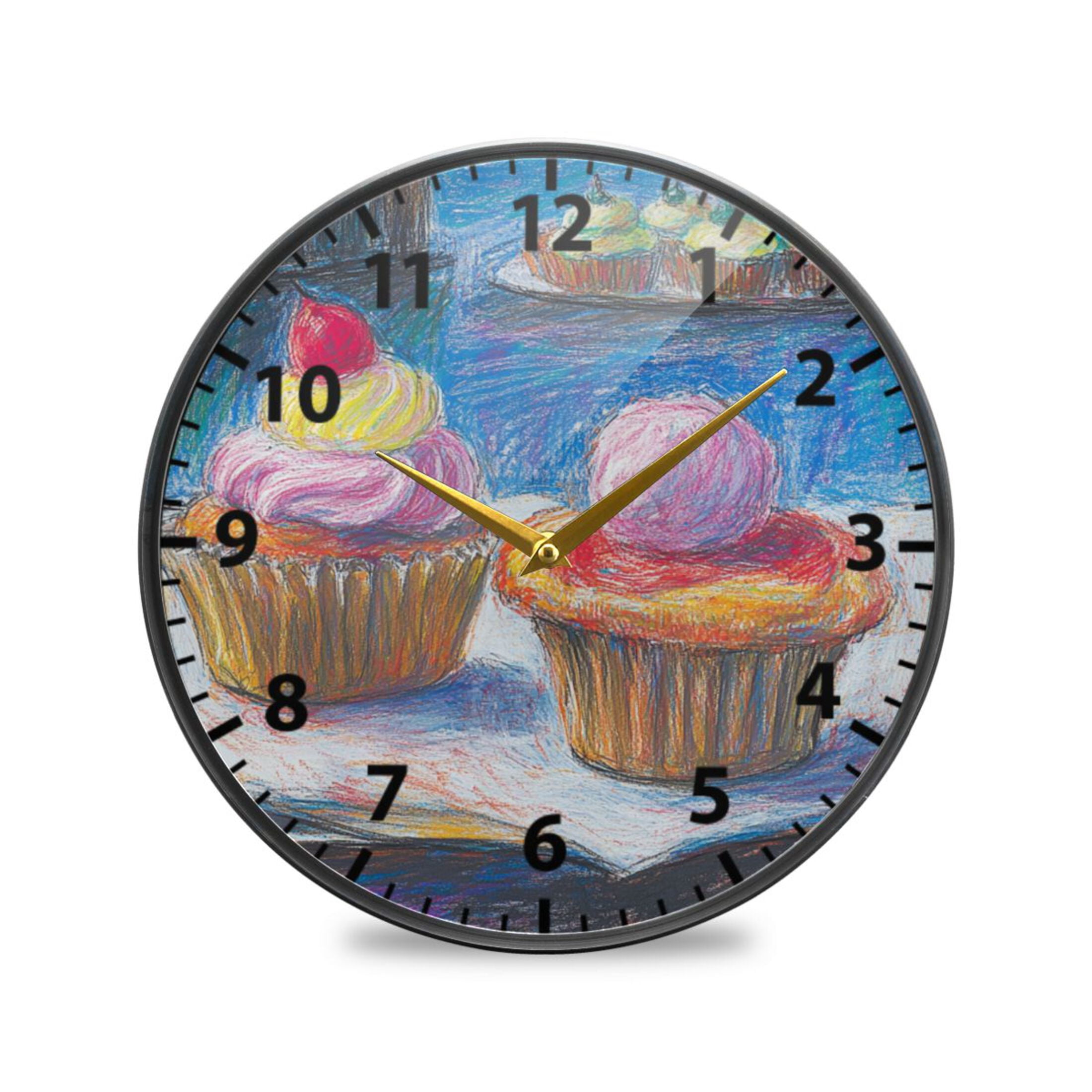 Acrylic Wall and Table Clock Oil Painting Ice Cream 9.5in Modern Decor ...