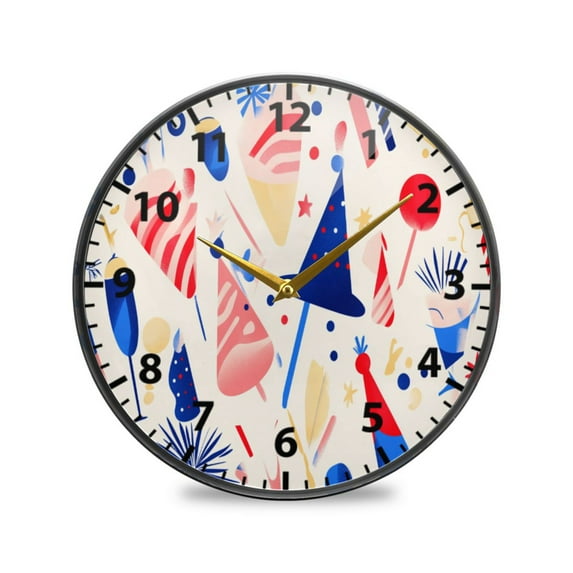 Acrylic Wall and Table Clock Party Themed Illustrations 11.9in Modern ...