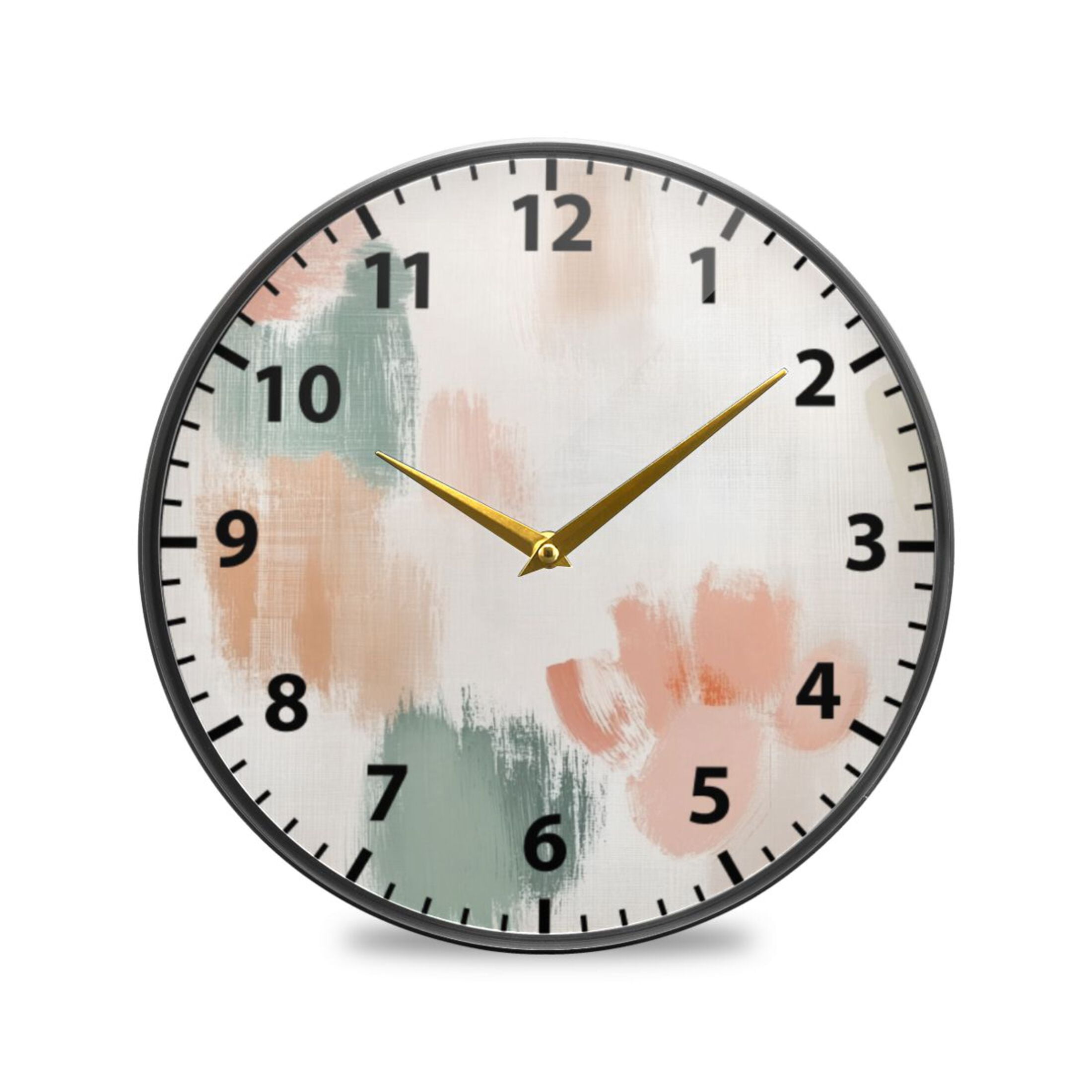 Pastel Color Pattern Wall Clock Modern Decor Acrylic Clock Golden Hands ...