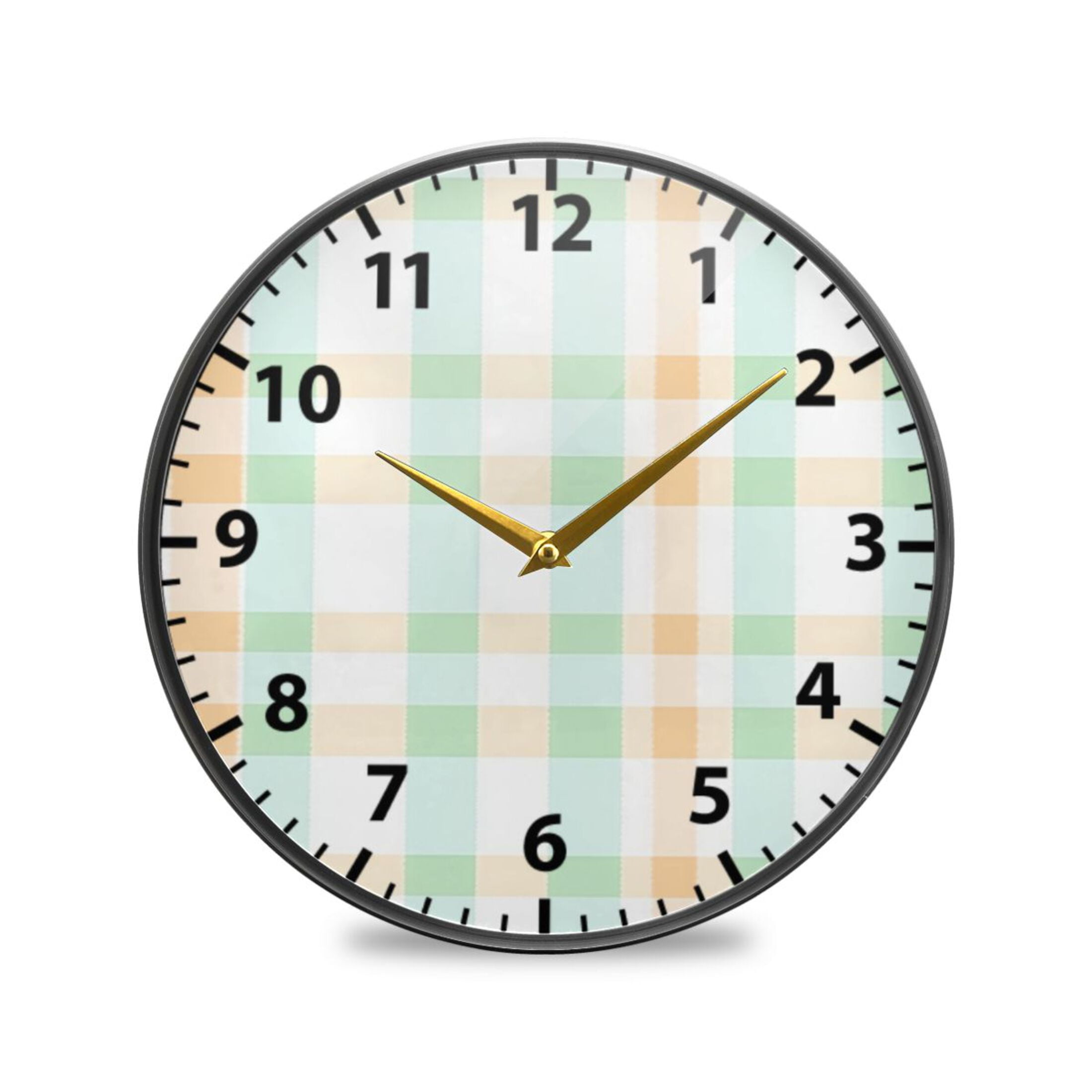 Acrylic Wall and Table Clock Pastel Colors Plaid Pattern 9.5in Modern ...