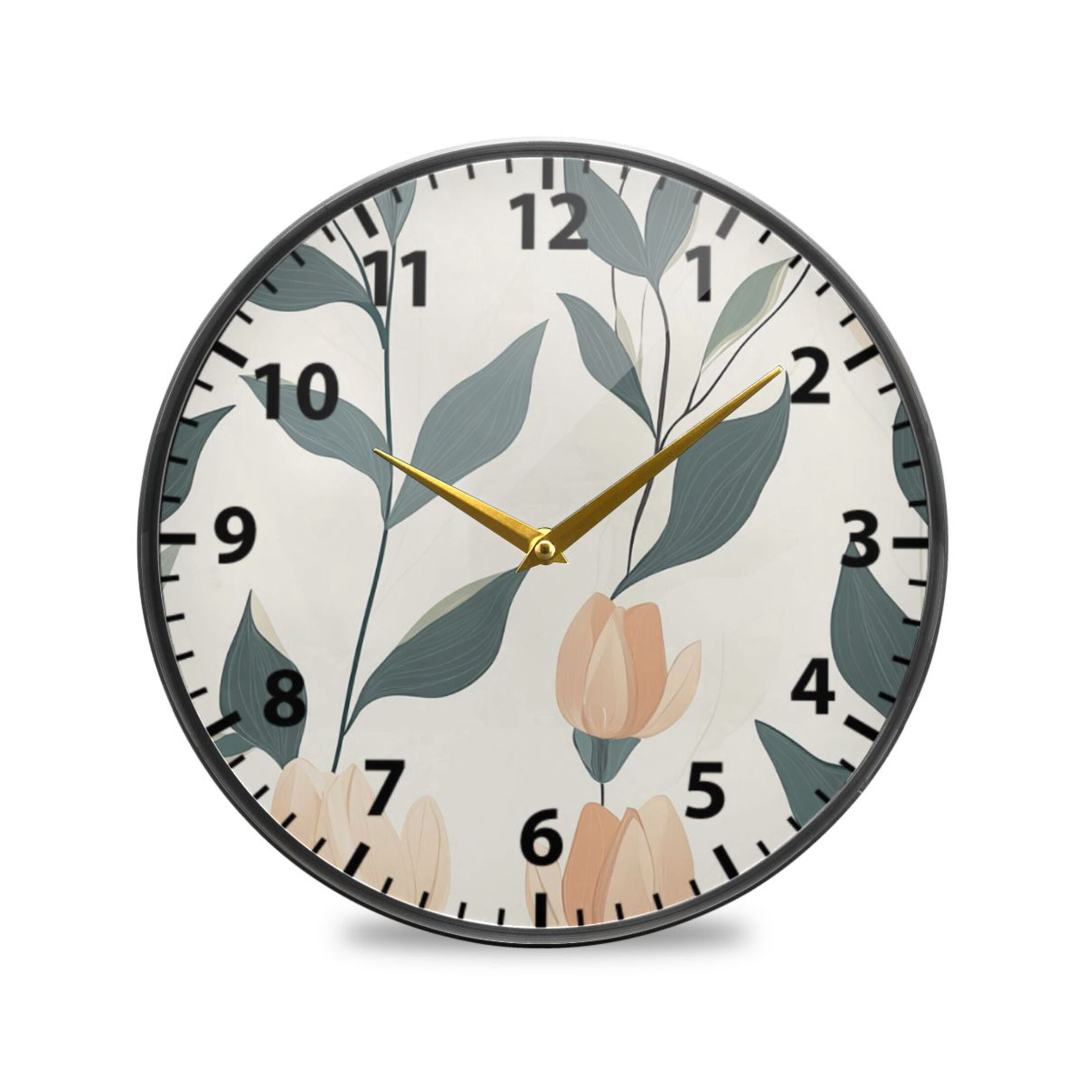 Acrylic Wall and Table Clock Pastel Flower Stems 9.5in Modern Decor ...