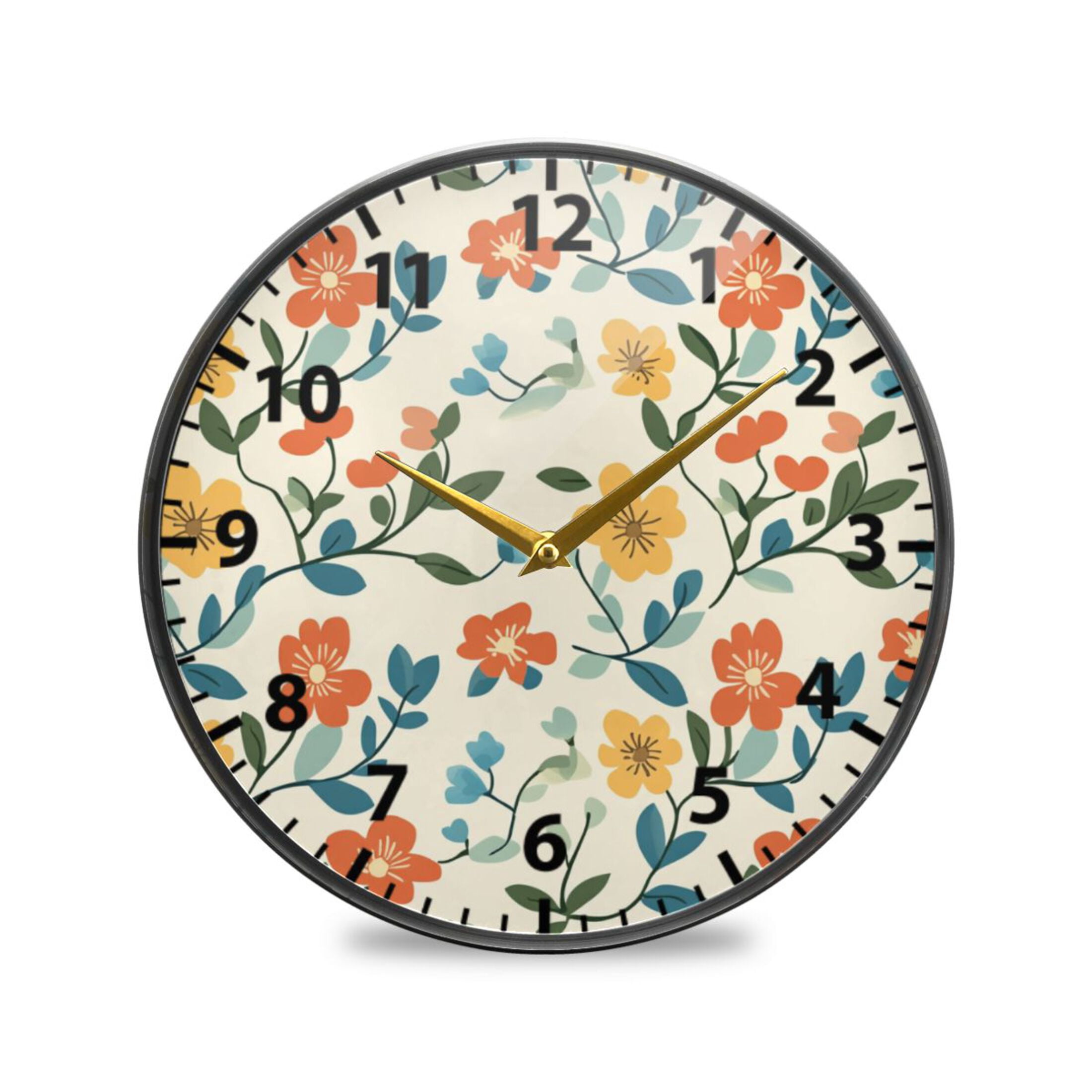 Acrylic Wall and Table Clock Pastel Flowers Pattern Design 11.9in ...