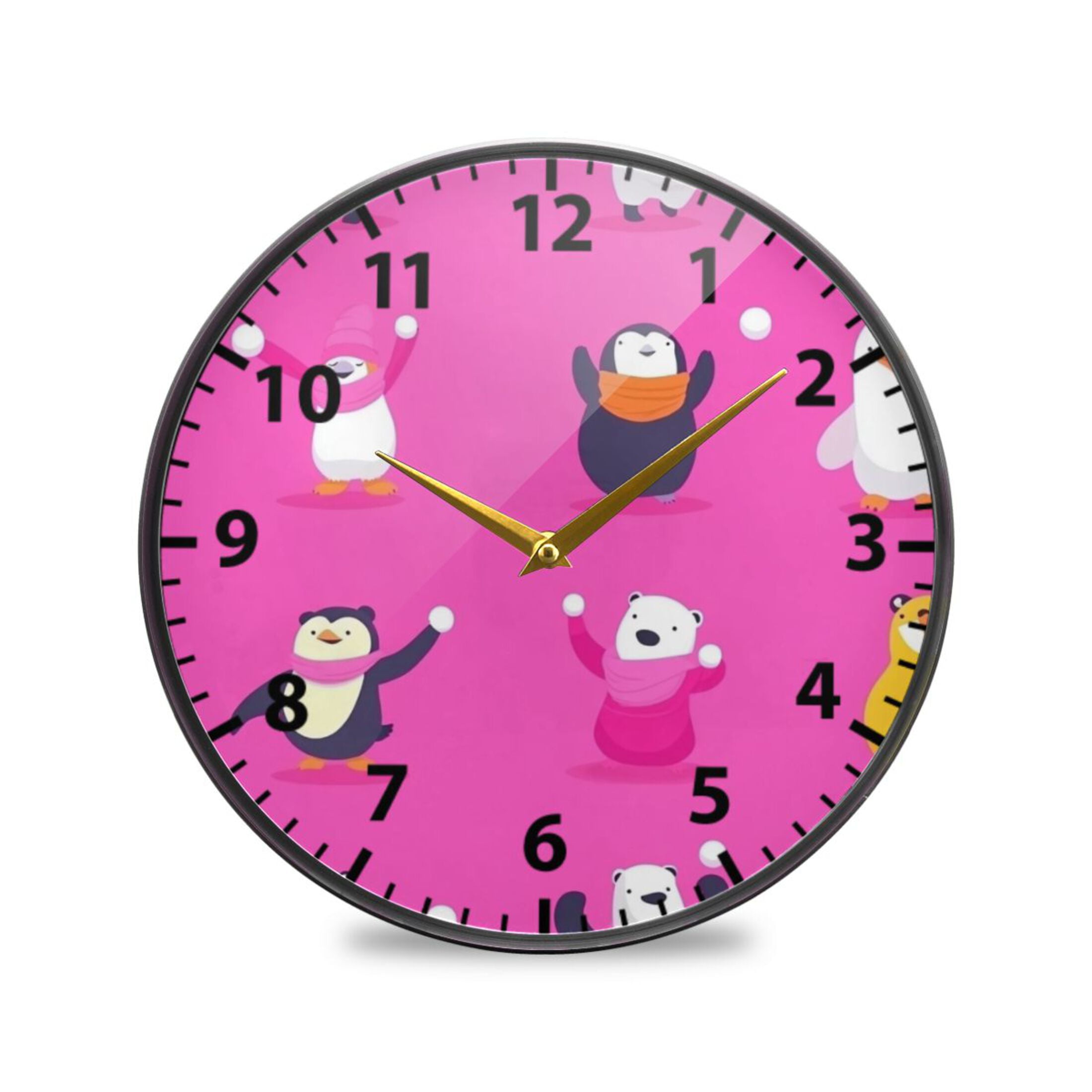 Acrylic Wall and Table Clock Penguins and Polar Bears 11.9in Modern ...