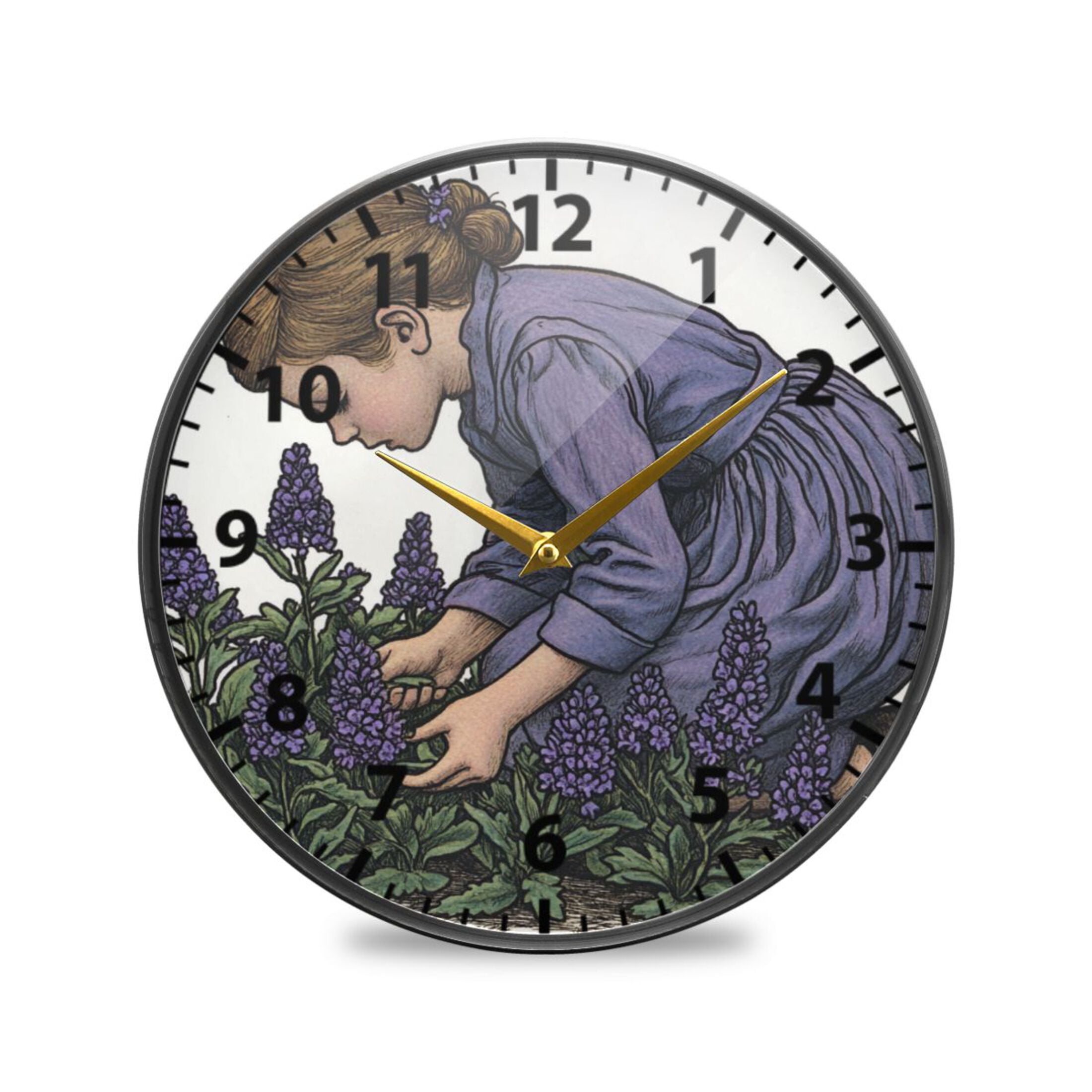 Acrylic Wall and Table Clock Pluck Flowers 9.5in Modern Decor with ...