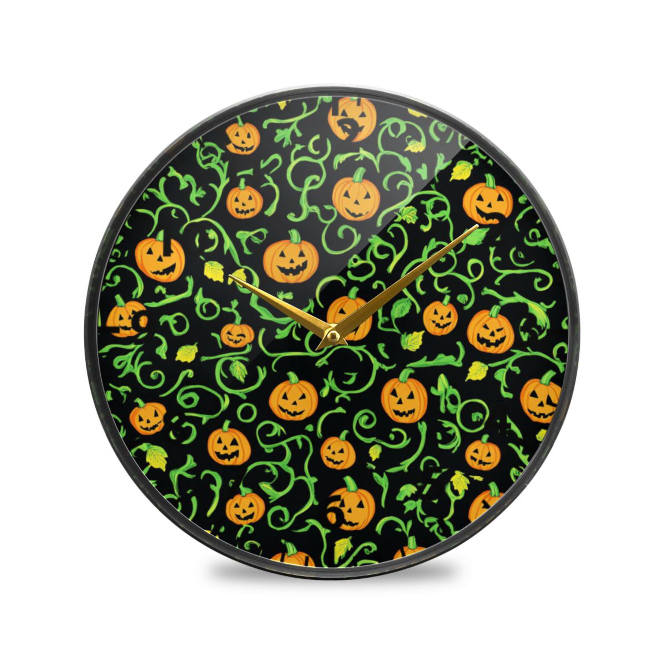 Pumpkin Vine Wall Clock Modern Decor Acrylic Clock Golden Hands 11.9in ...