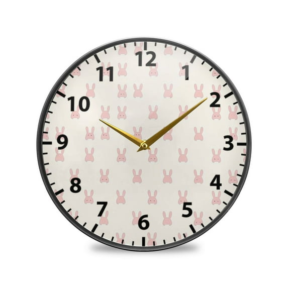 Rabbit Pattern Wall Clock Modern Decor Acrylic Clock Golden Hands 11 ...