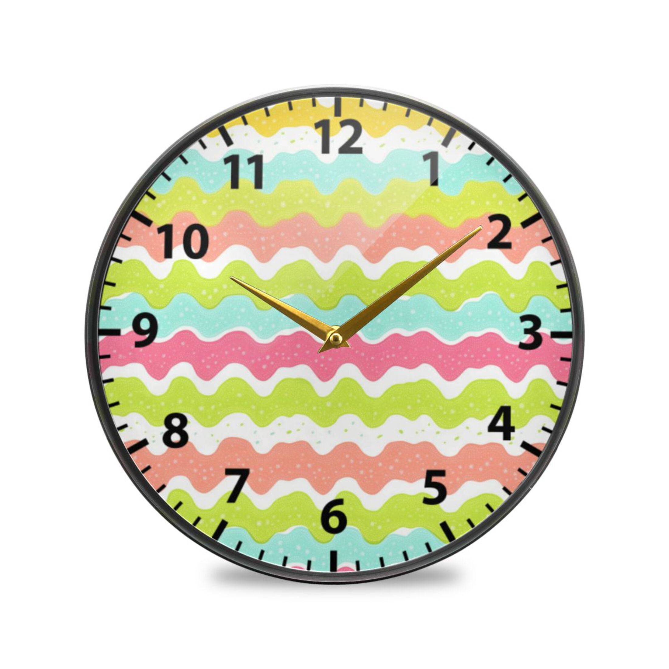 Acrylic Wall and Table Clock Rainbow Wave Stripes 9.5in Modern Decor ...
