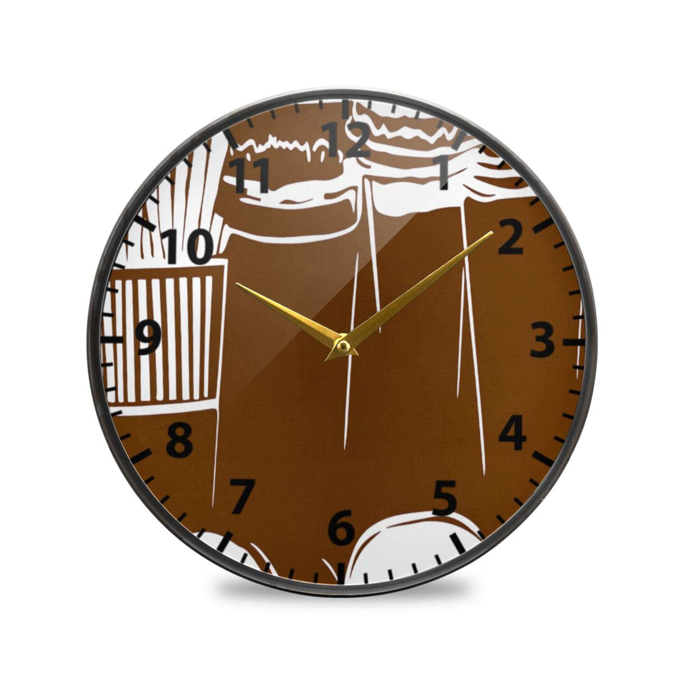 Acrylic Wall and Table Clock Snack Time 9.5in Modern Decor with Golden ...